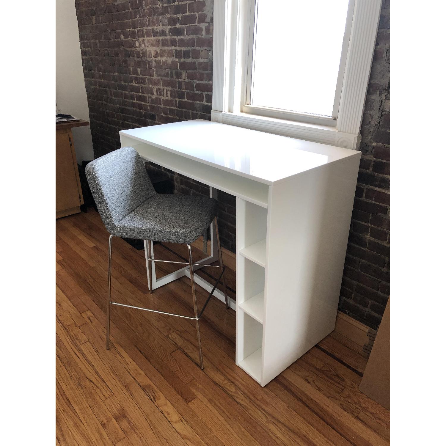 CB2 Public White Counter Height Table/Desk - AptDeco