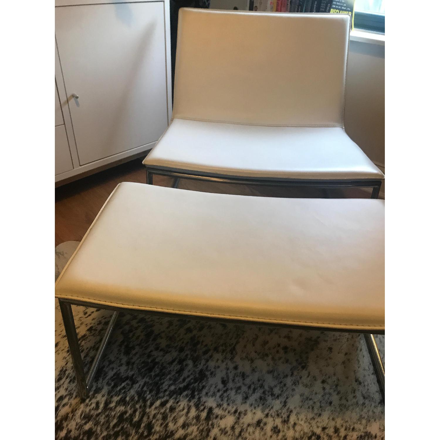 CB2 Modern Chair & Ottoman Set - AptDeco