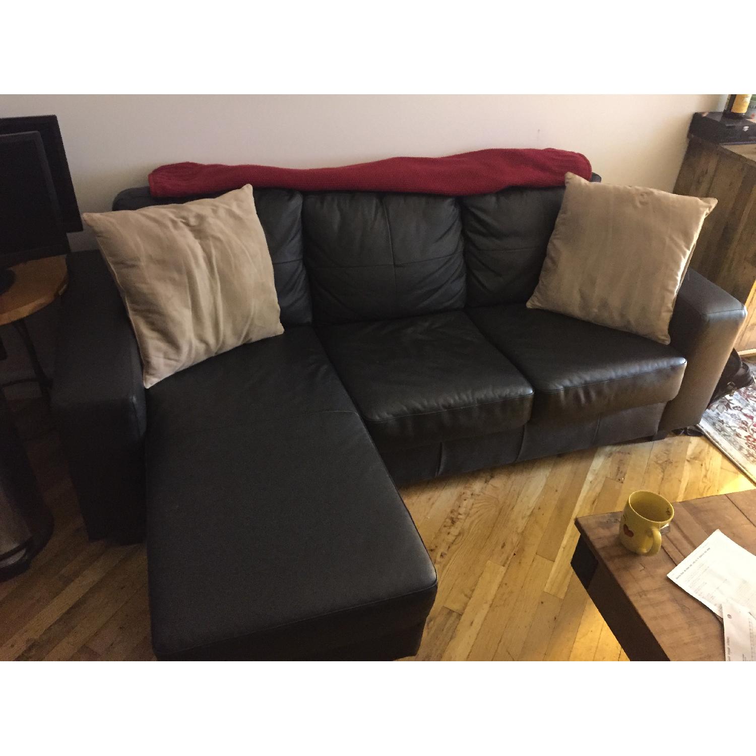 Ikea Skogaby Leather Chaise Sectional Sofa - AptDeco