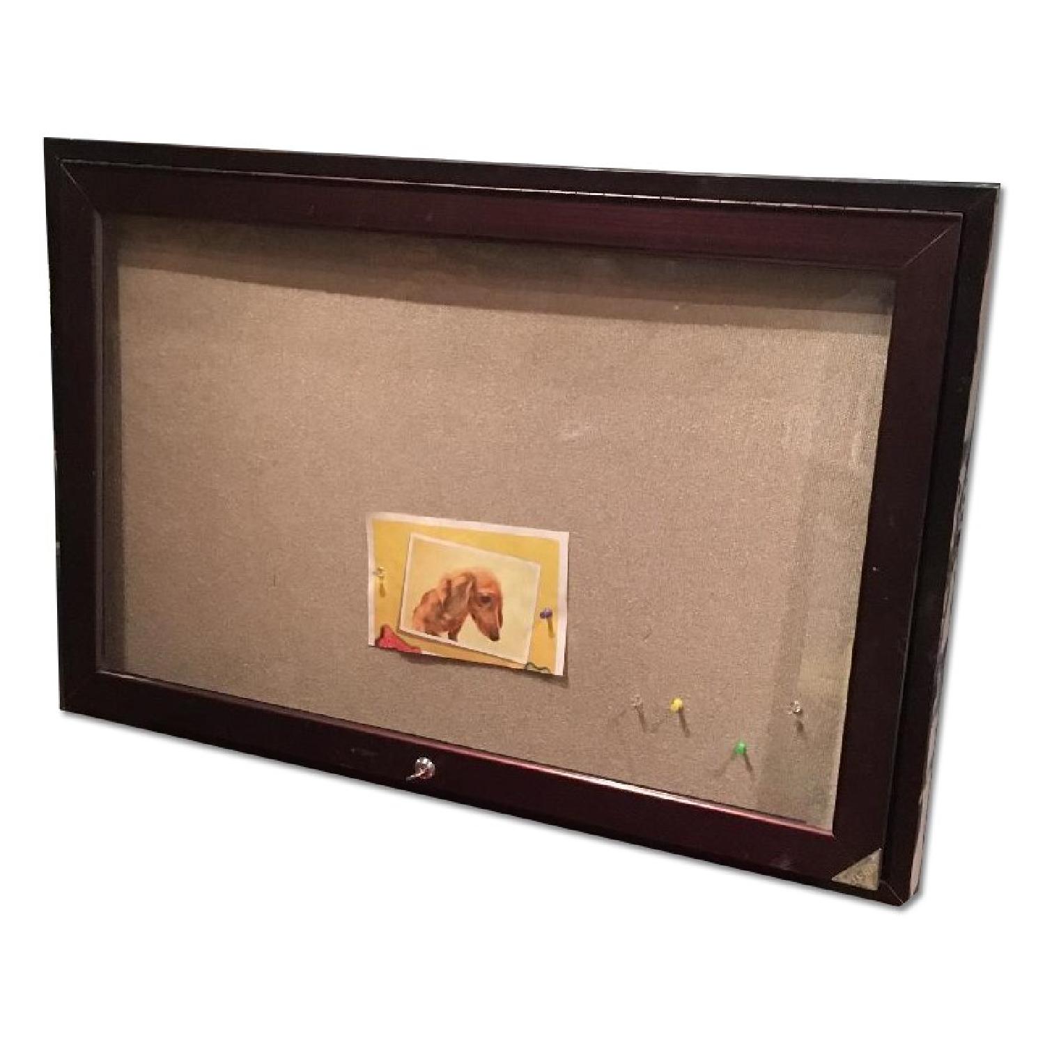 Metal and Glass Bulletin Board w/ Lock - AptDeco