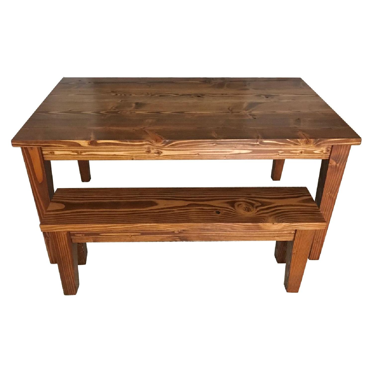 Farmhouse Rustic Dining Table w/ Bench - AptDeco