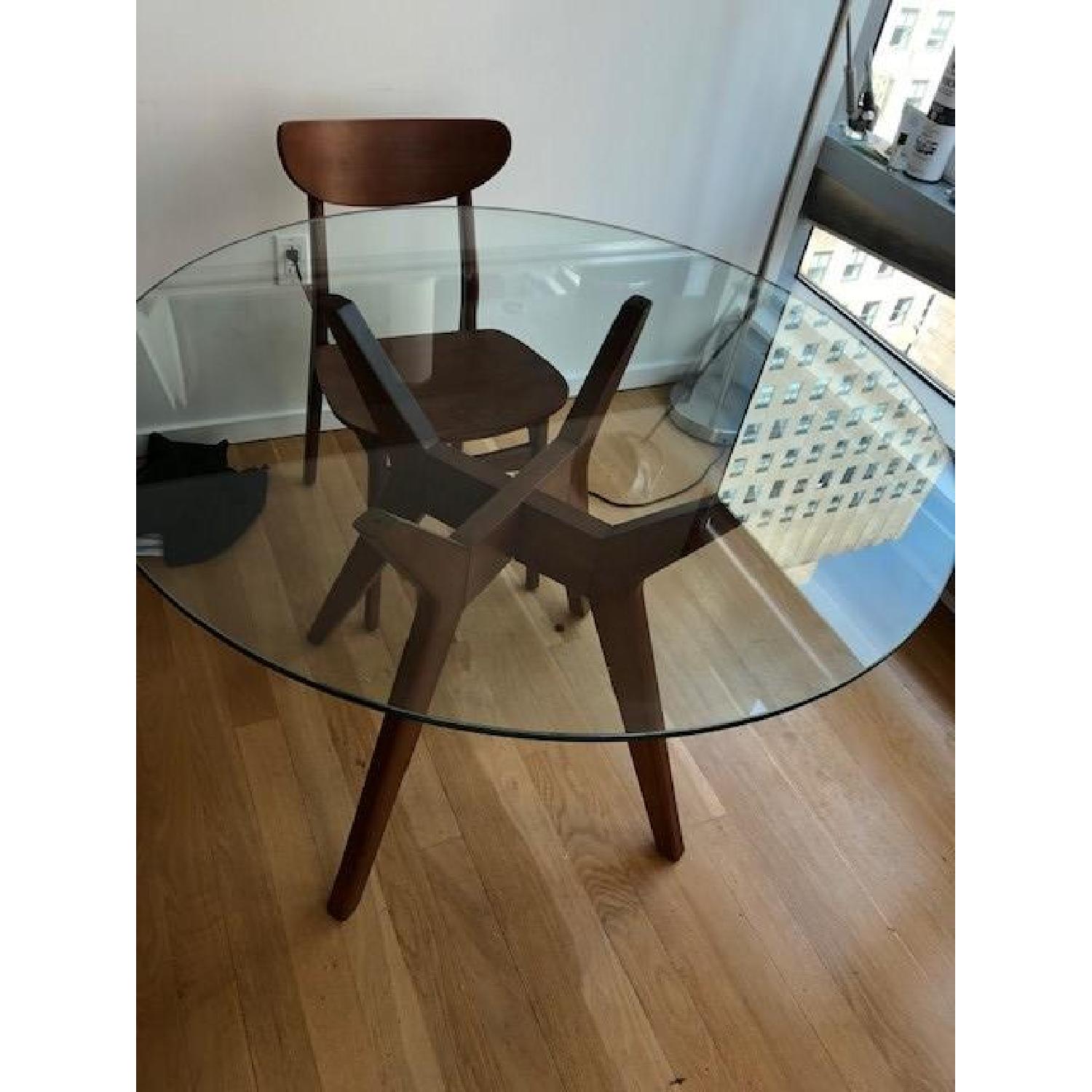 West Elm Jensen Glass/Walnut Round Table - AptDeco