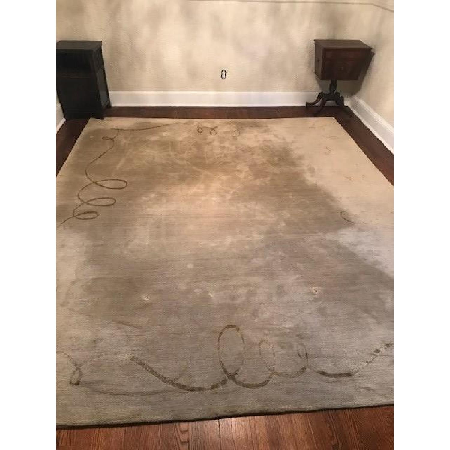 Barbara Barry Area Rug w/ Border Scroll Design - AptDeco