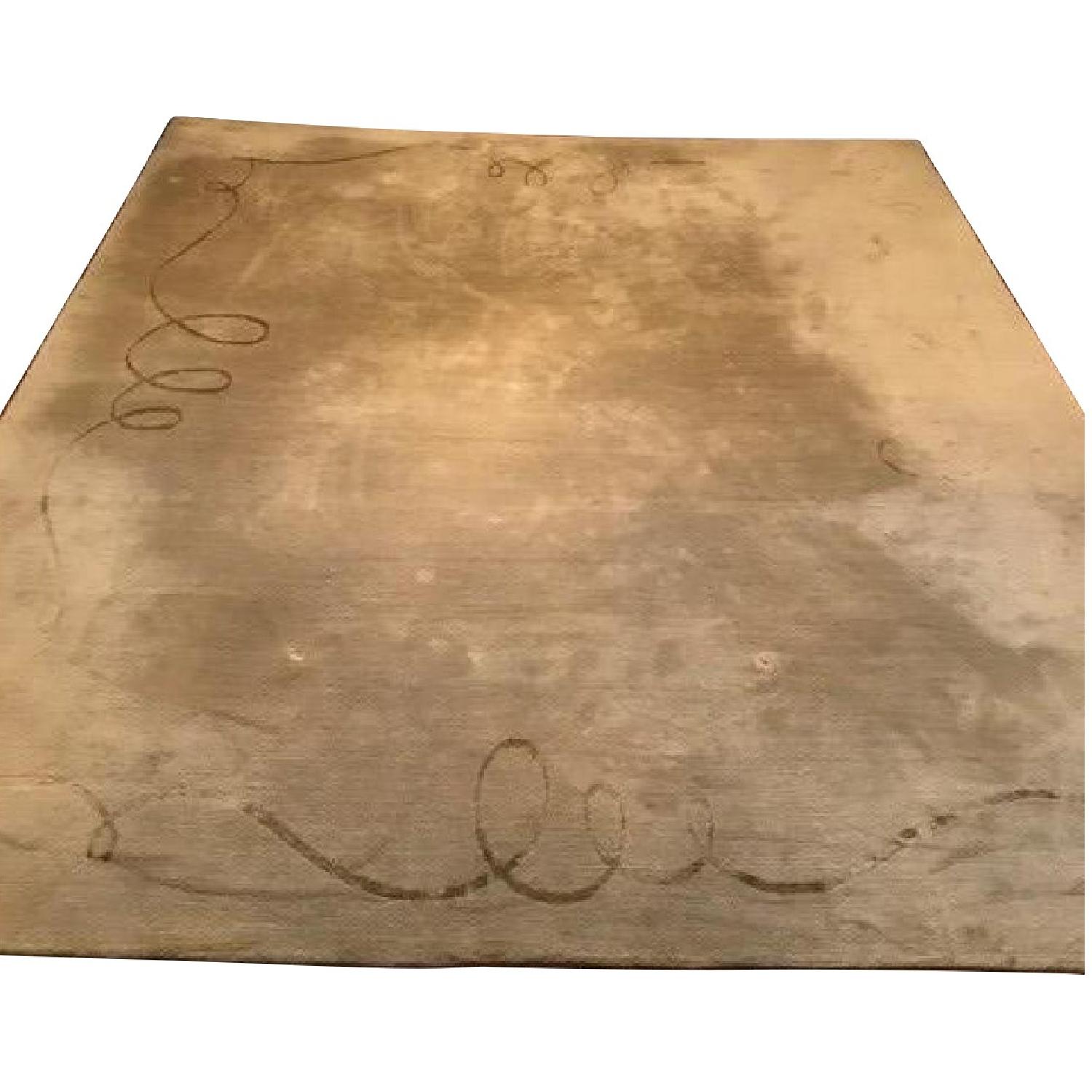 Barbara Barry Area Rug w/ Border Scroll Design - AptDeco