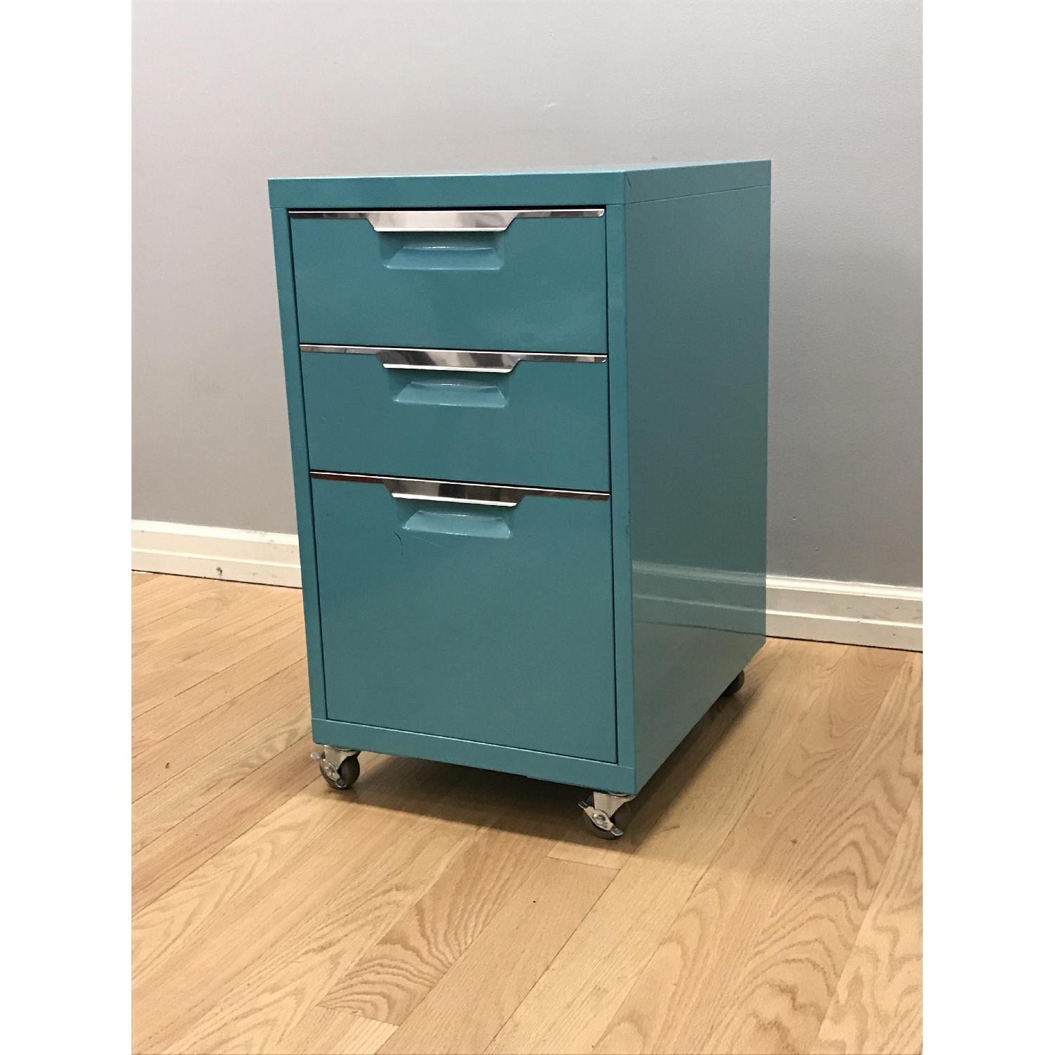 CB2 TPS 3-Drawer Teal File Cabinet - AptDeco