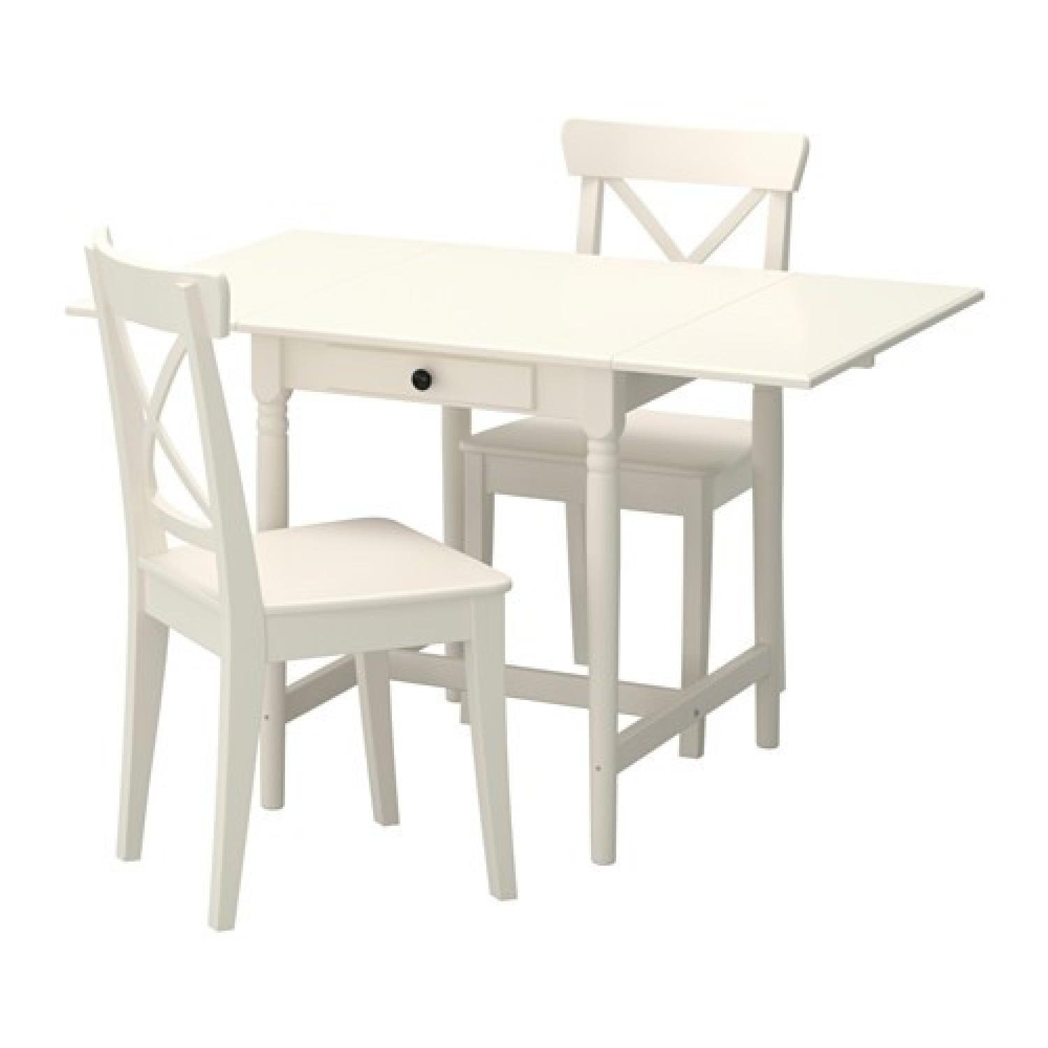 Ikea Ingatorp Dining Table w/ 2 Ingolf Chairs - AptDeco
