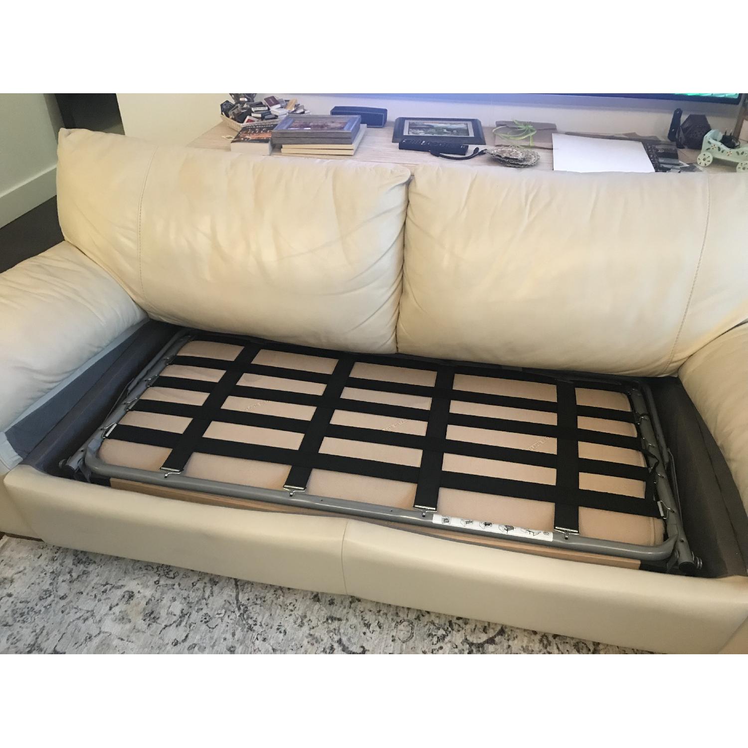 Ikea Vreta Ivory Leather Sleeper Sofa - AptDeco