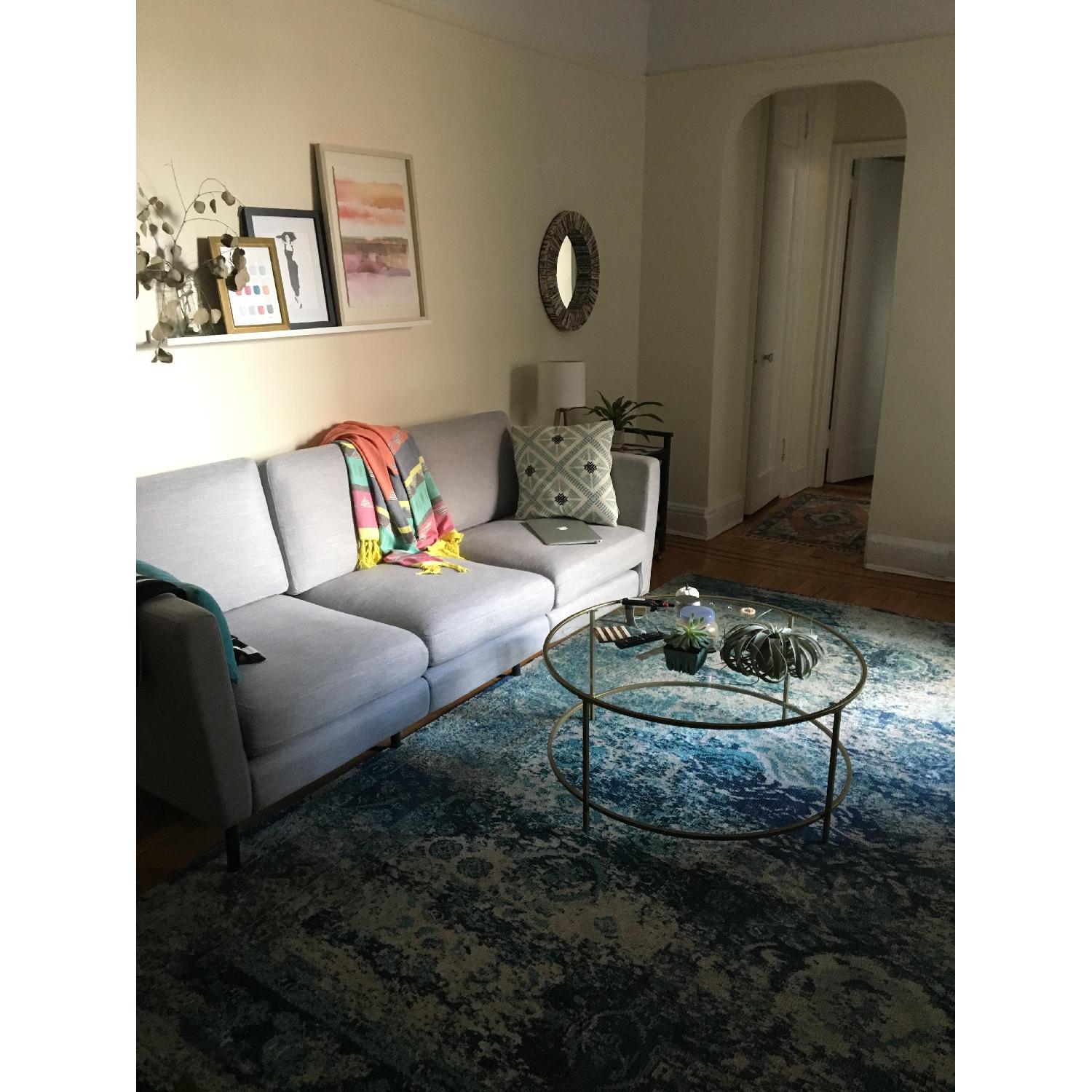 Ebern Design Glass & Gold Metal Coffee Table - AptDeco