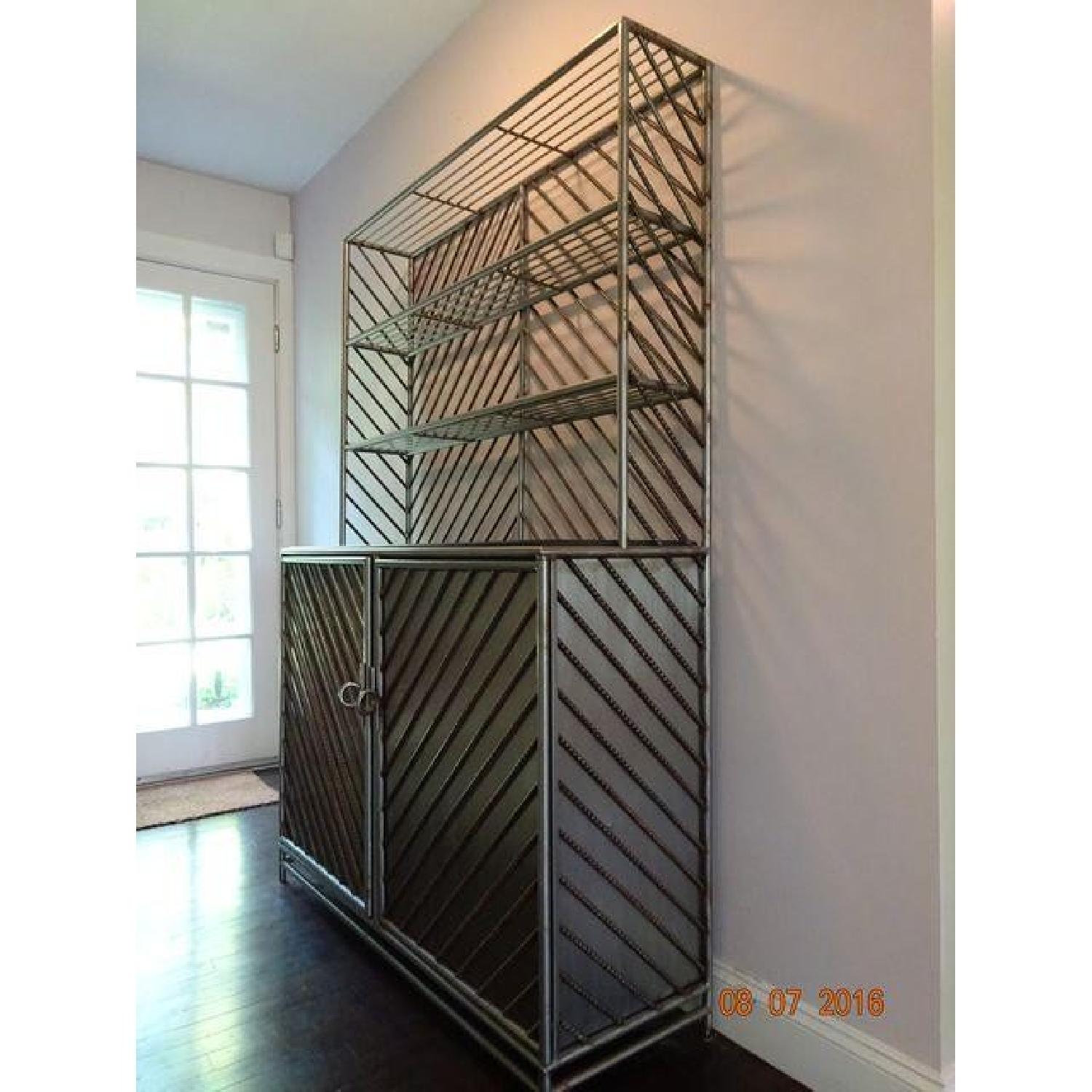 Metal Chevron Display Cabinet - AptDeco