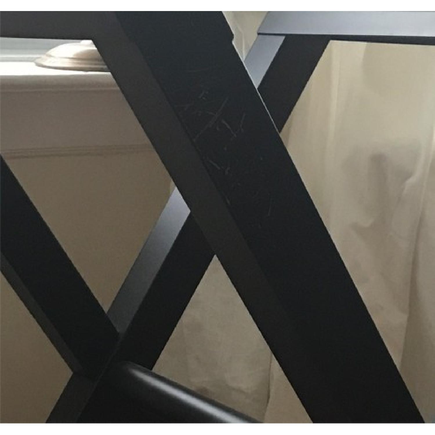 Metal X Frame Base Sining Table w/ Glass Top - AptDeco