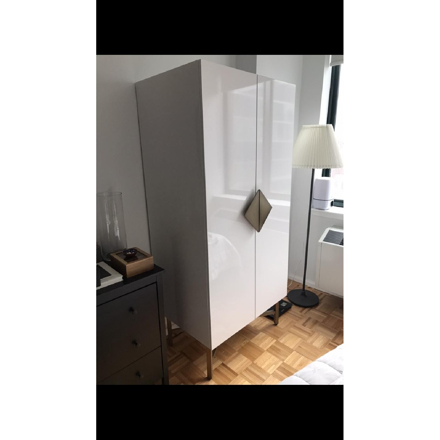 CB2 Astoria White Wooden Wardrobe - AptDeco