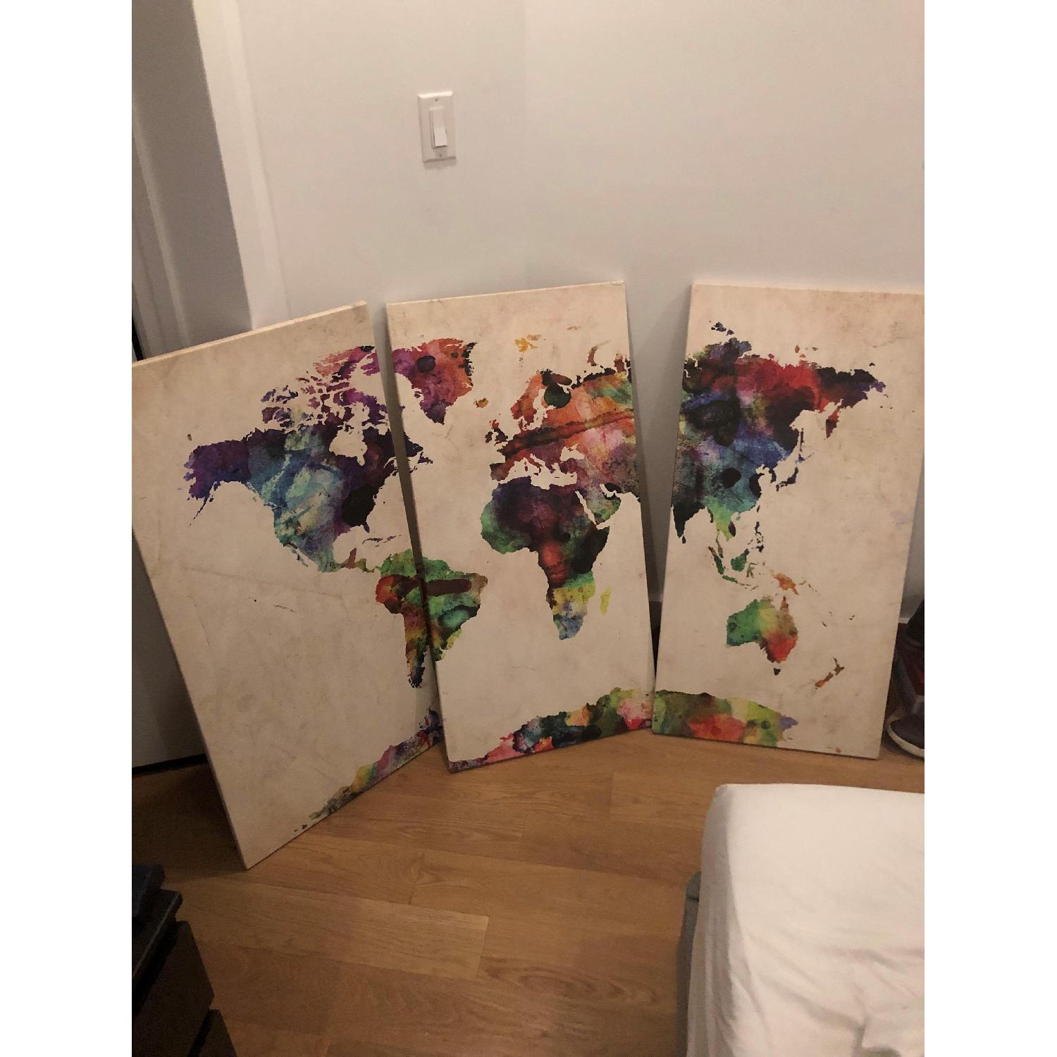 Michael Tompsett 3-Piece World Map Watercolor - AptDeco