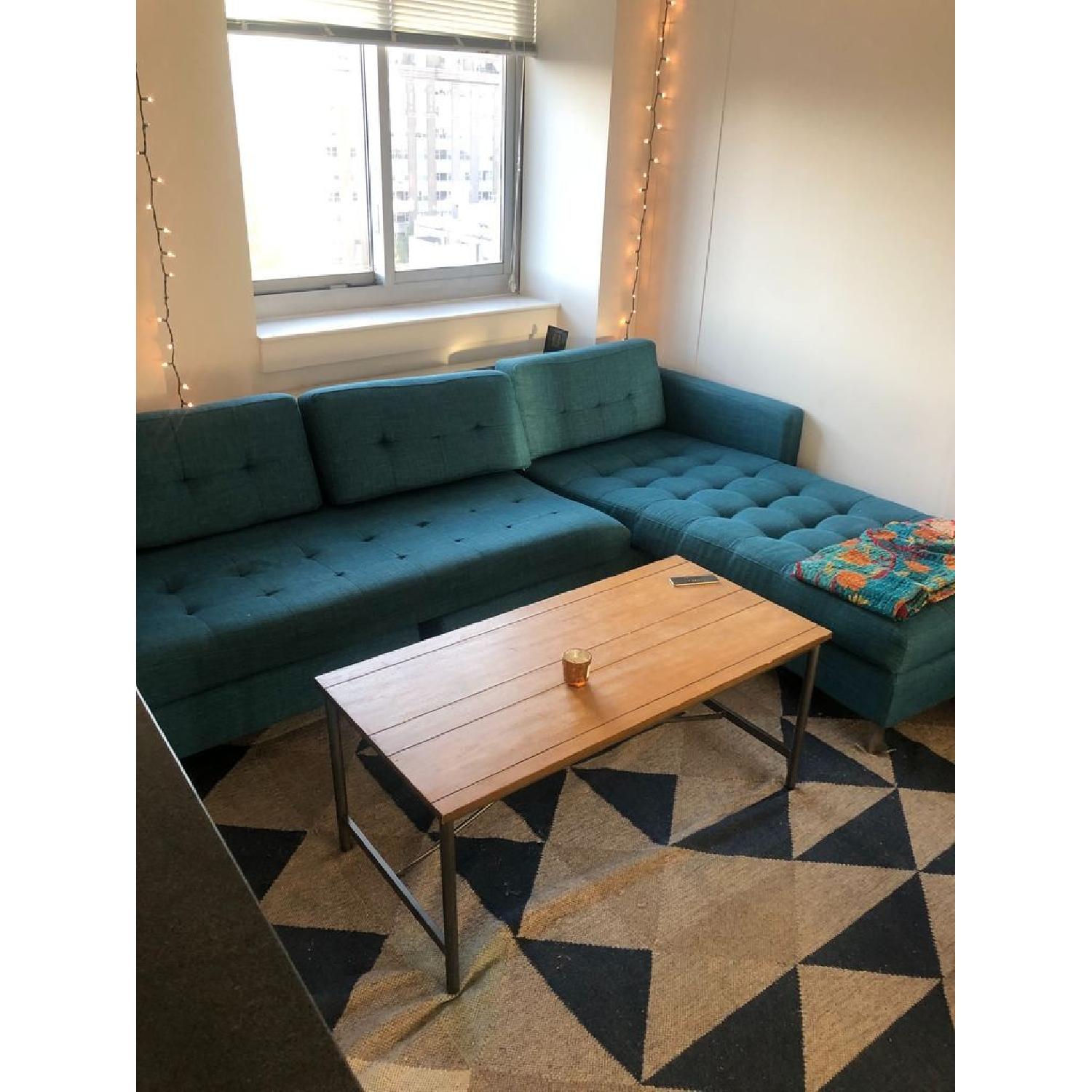 CB2 Ditto II Sectional Sofa in Peacock - AptDeco