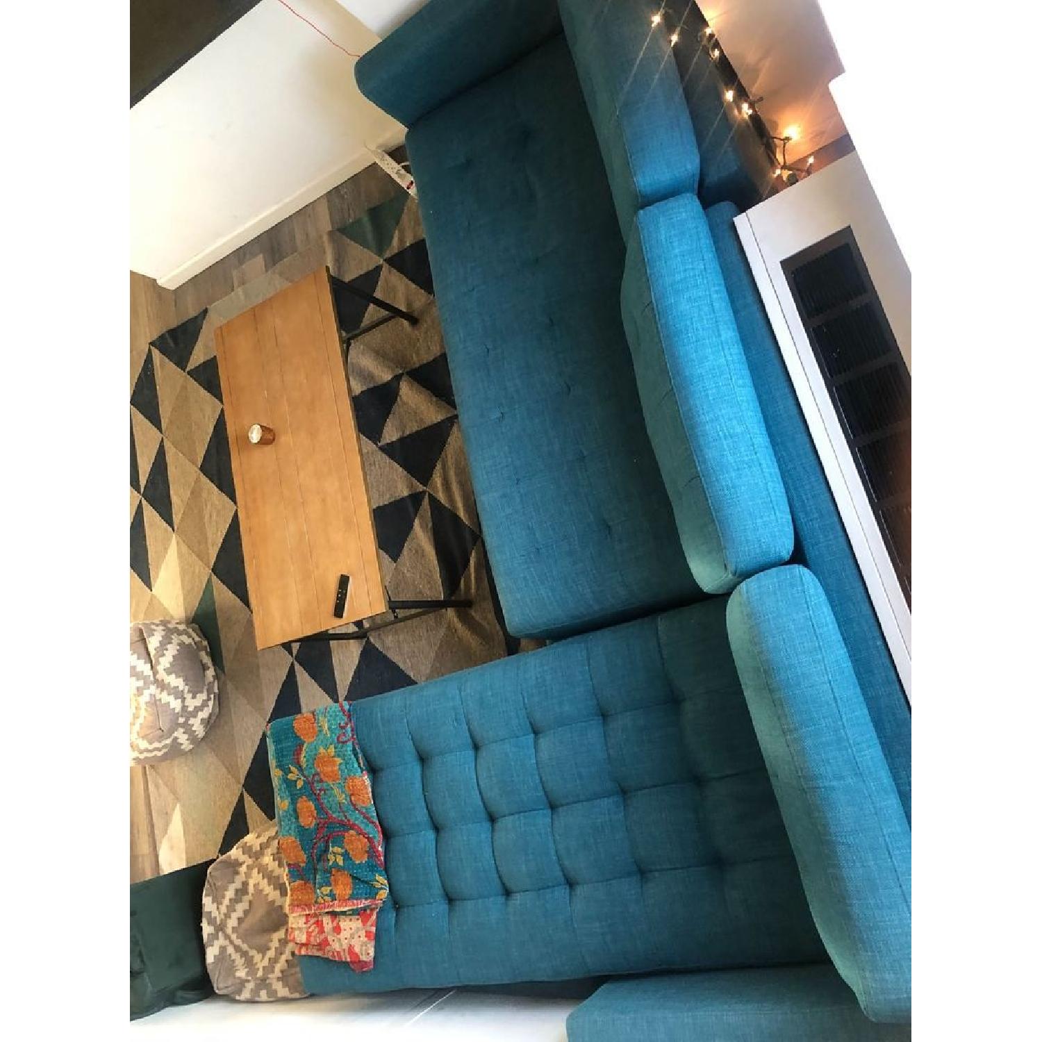 CB2 Ditto II Sectional Sofa in Peacock - AptDeco