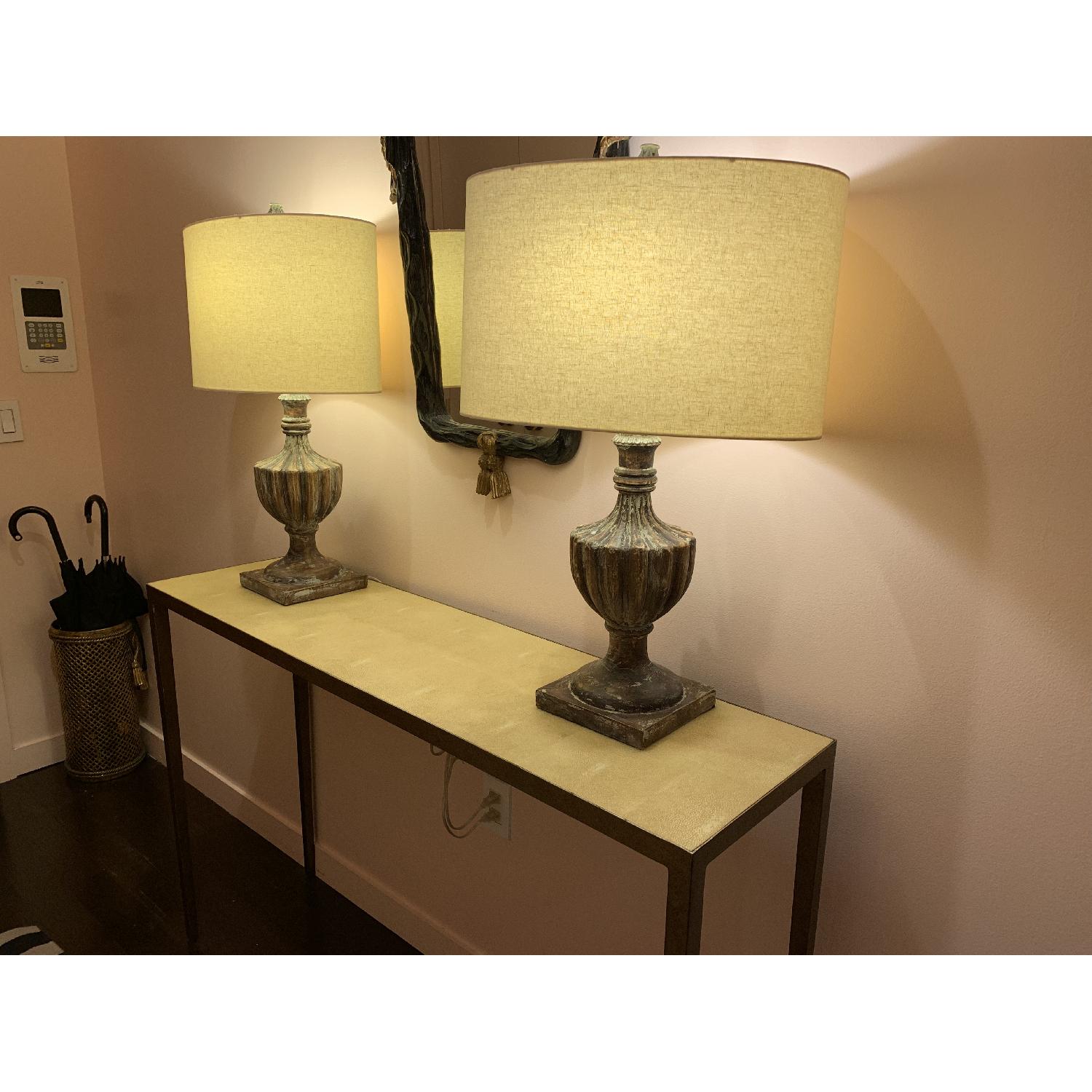 Mecox Gardens Bronze & Shagreen Console Table - AptDeco