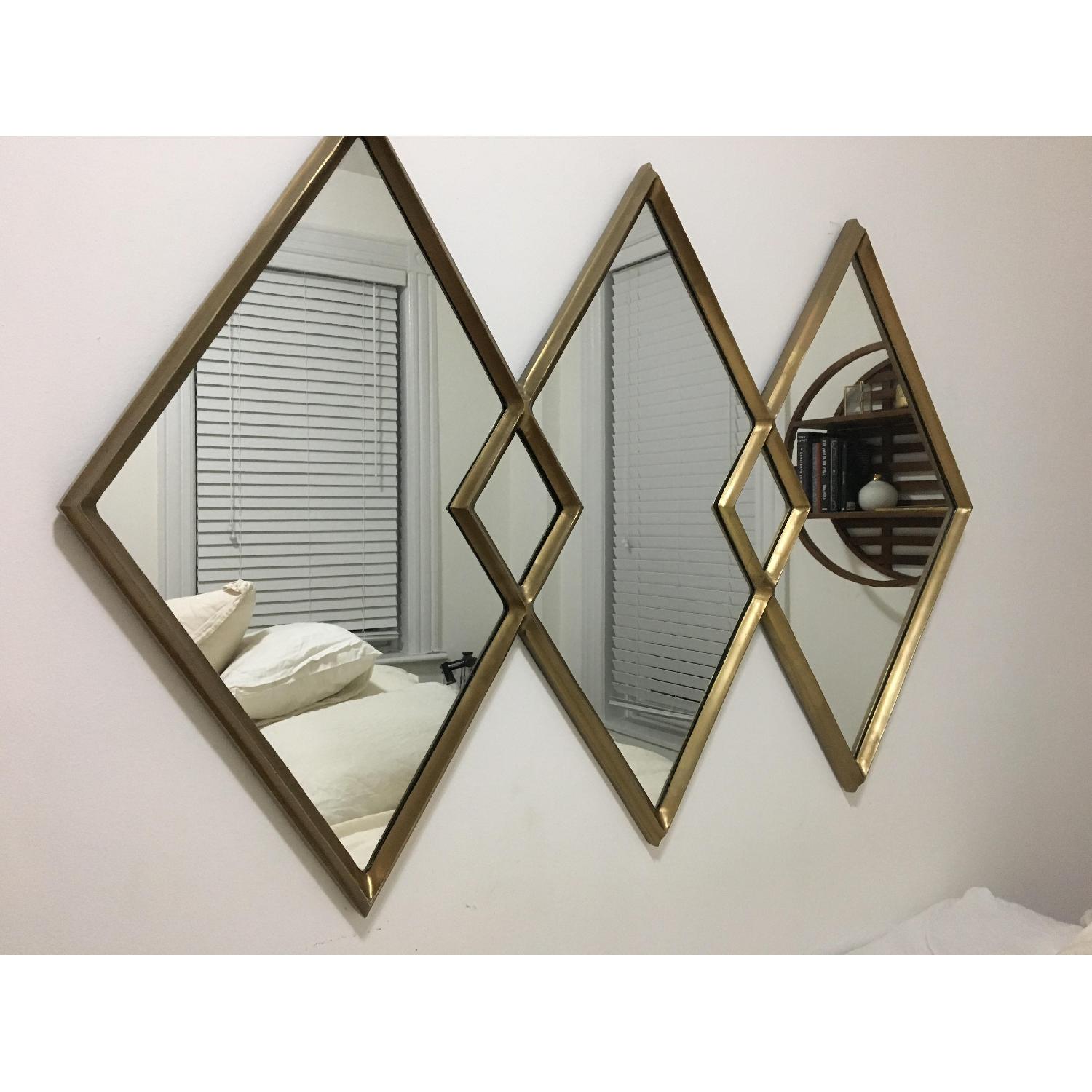 West Elm Overlapping Diamonds Mirror in Antique Brass - AptDeco