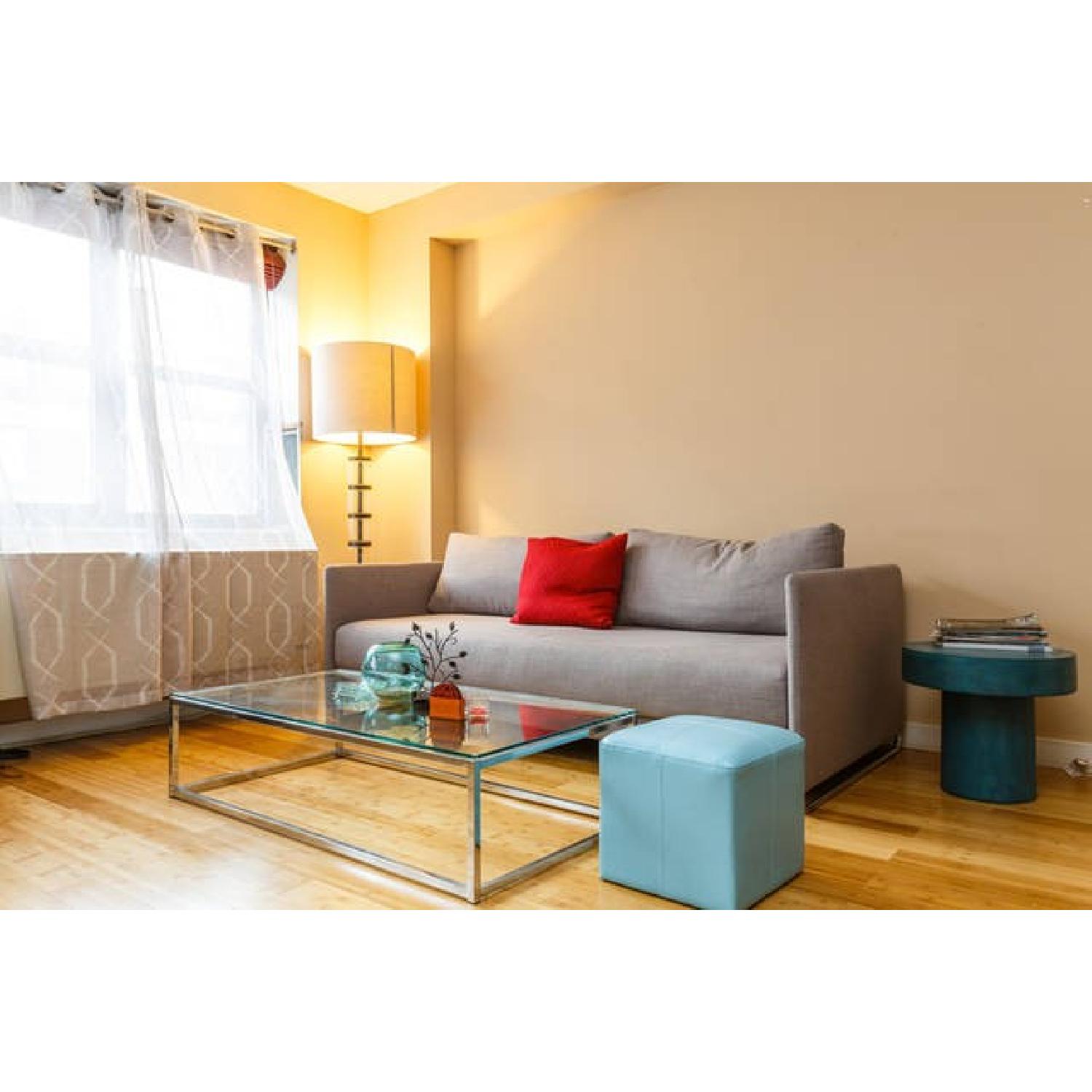 CB2 Tandom Microgrid Grey Sleeper Sofa - AptDeco