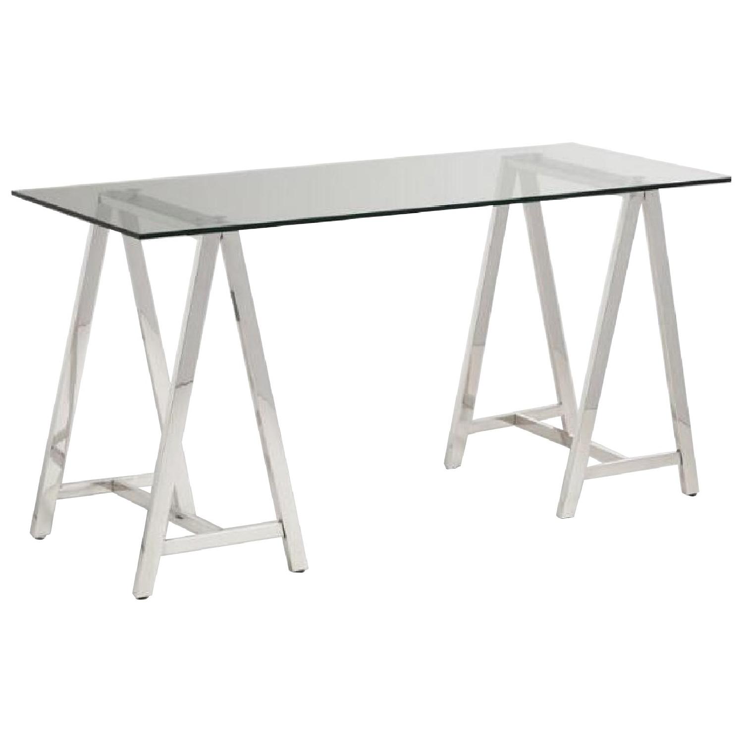 World Market Glass & Chrome Colton Mix & Match Desk - AptDeco