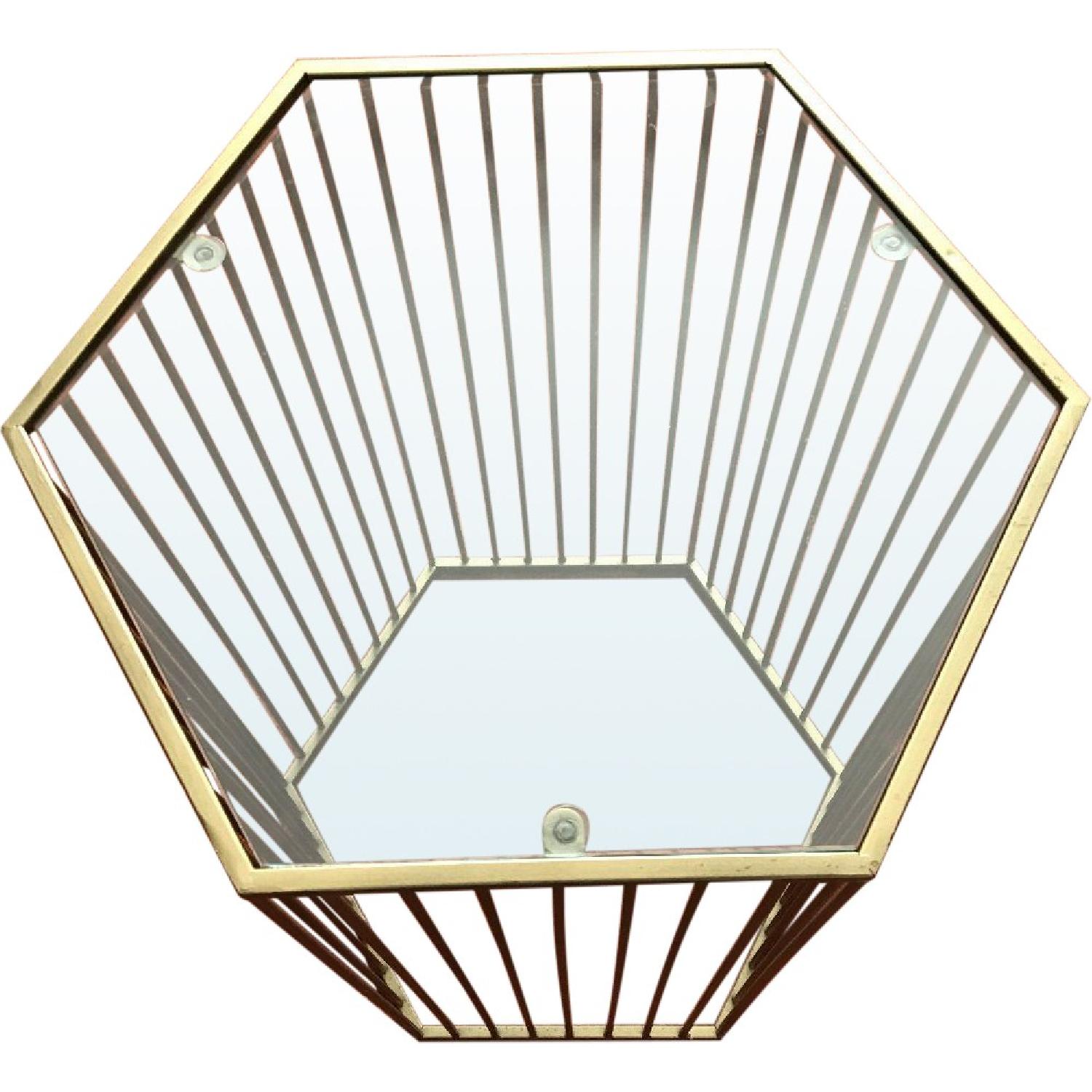 Mid Century Modern Metal & Glass Polygon Side Table - AptDeco