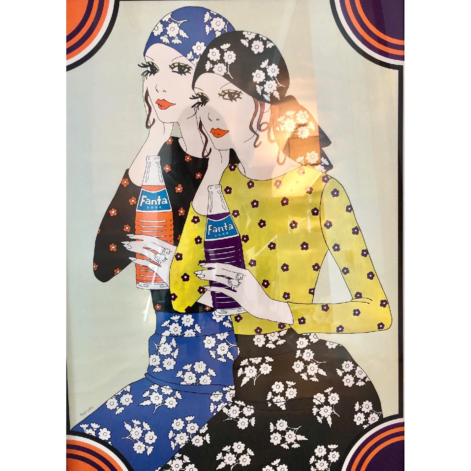 Vintage 1970's Fanta Poster by Harumi w/ U.V. Framing - AptDeco