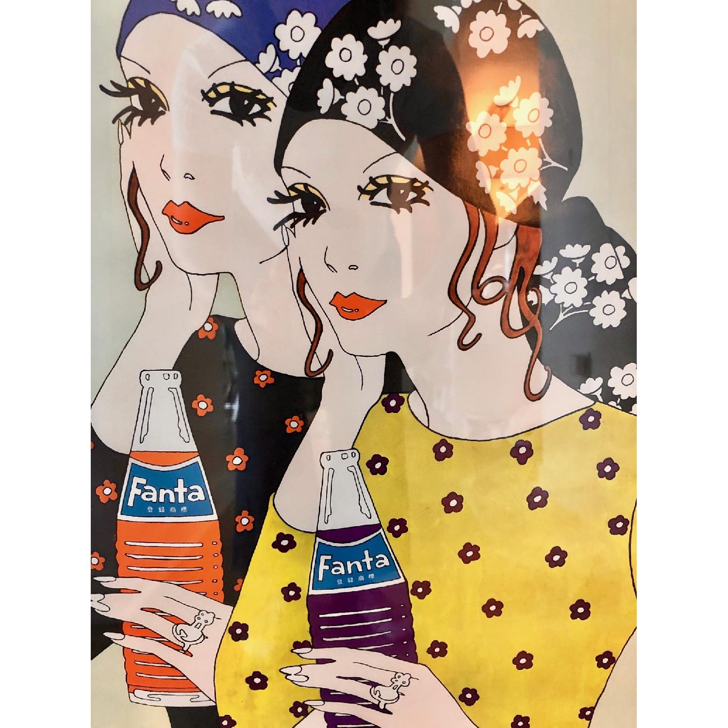 Vintage 1970's Fanta Poster by Harumi w/ U.V. Framing - AptDeco