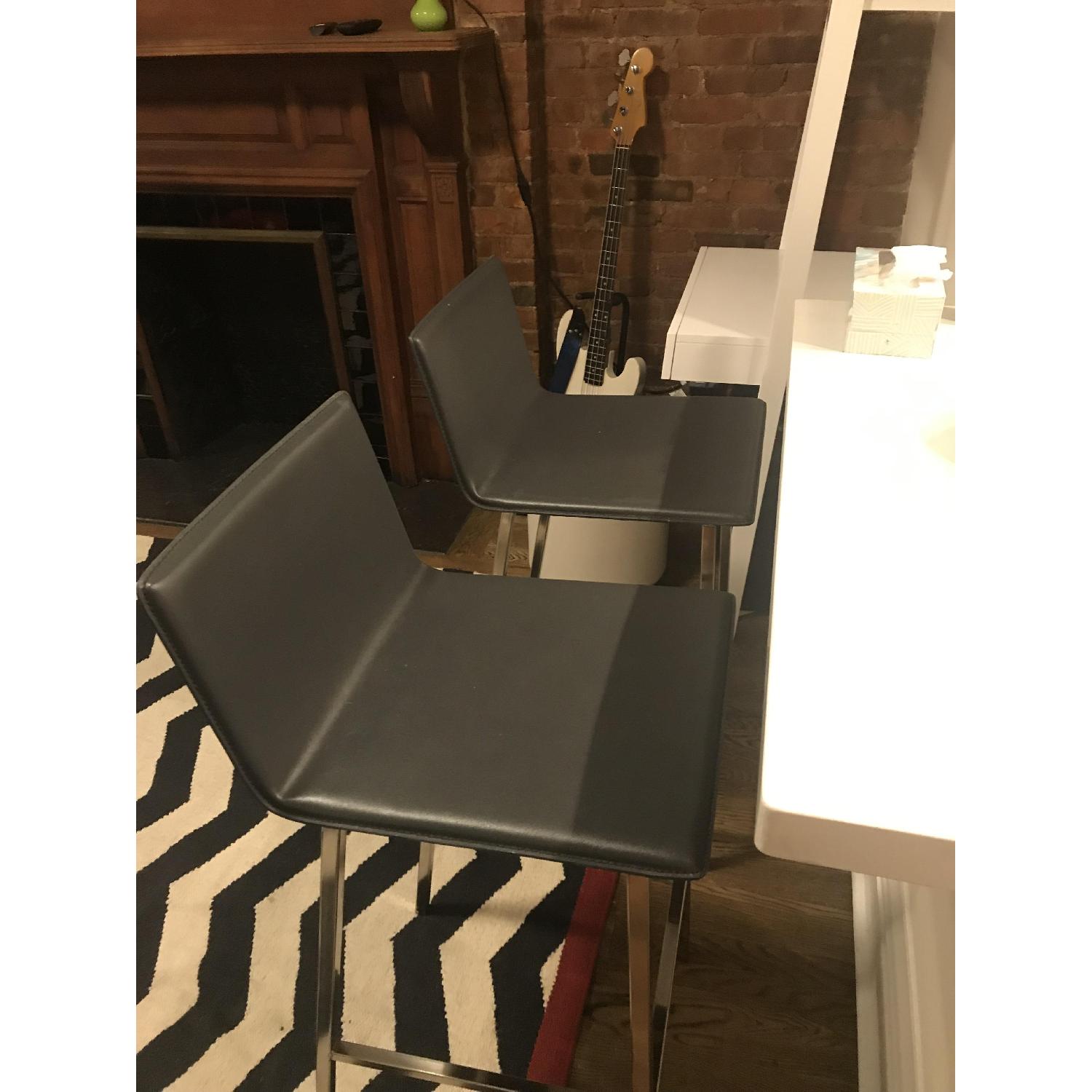 CB2 Phoenix Carbon Grey Bar Stools - AptDeco