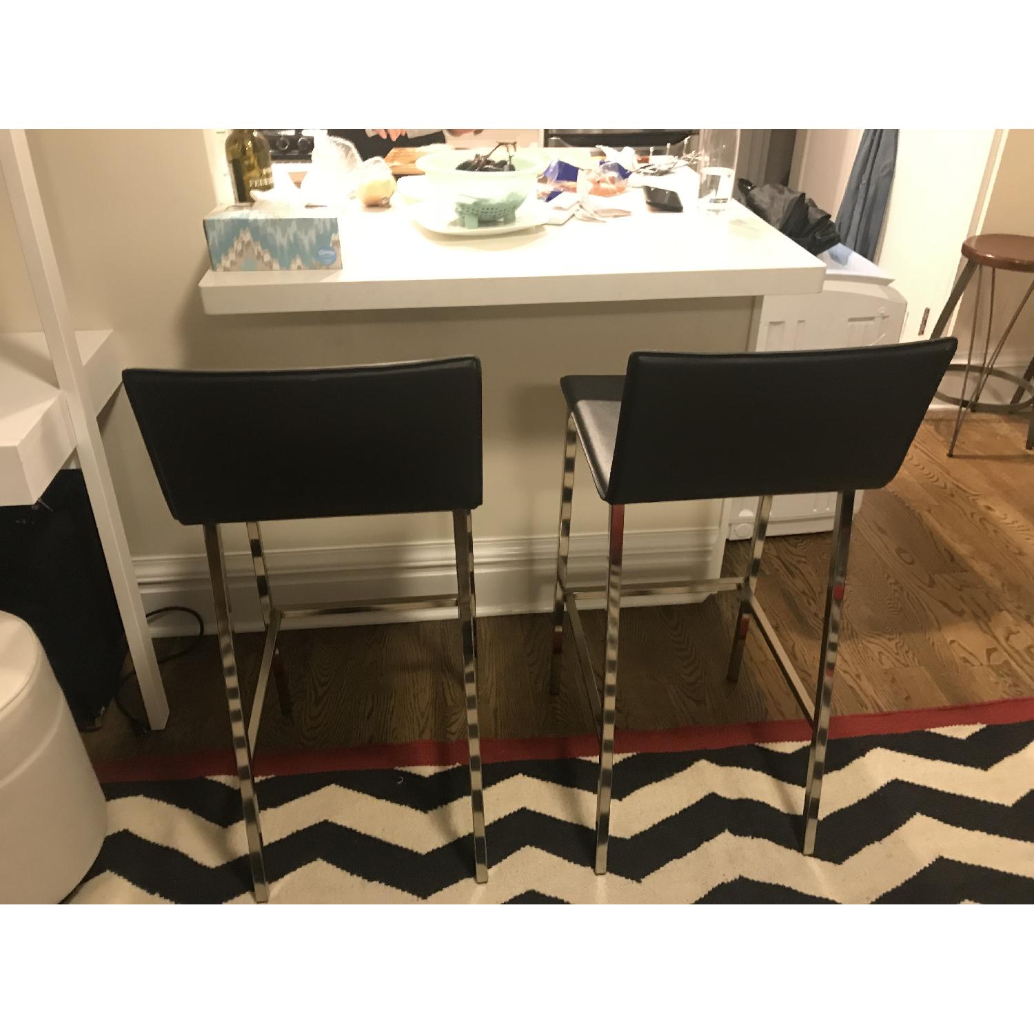 CB2 Phoenix Carbon Grey Bar Stools - AptDeco