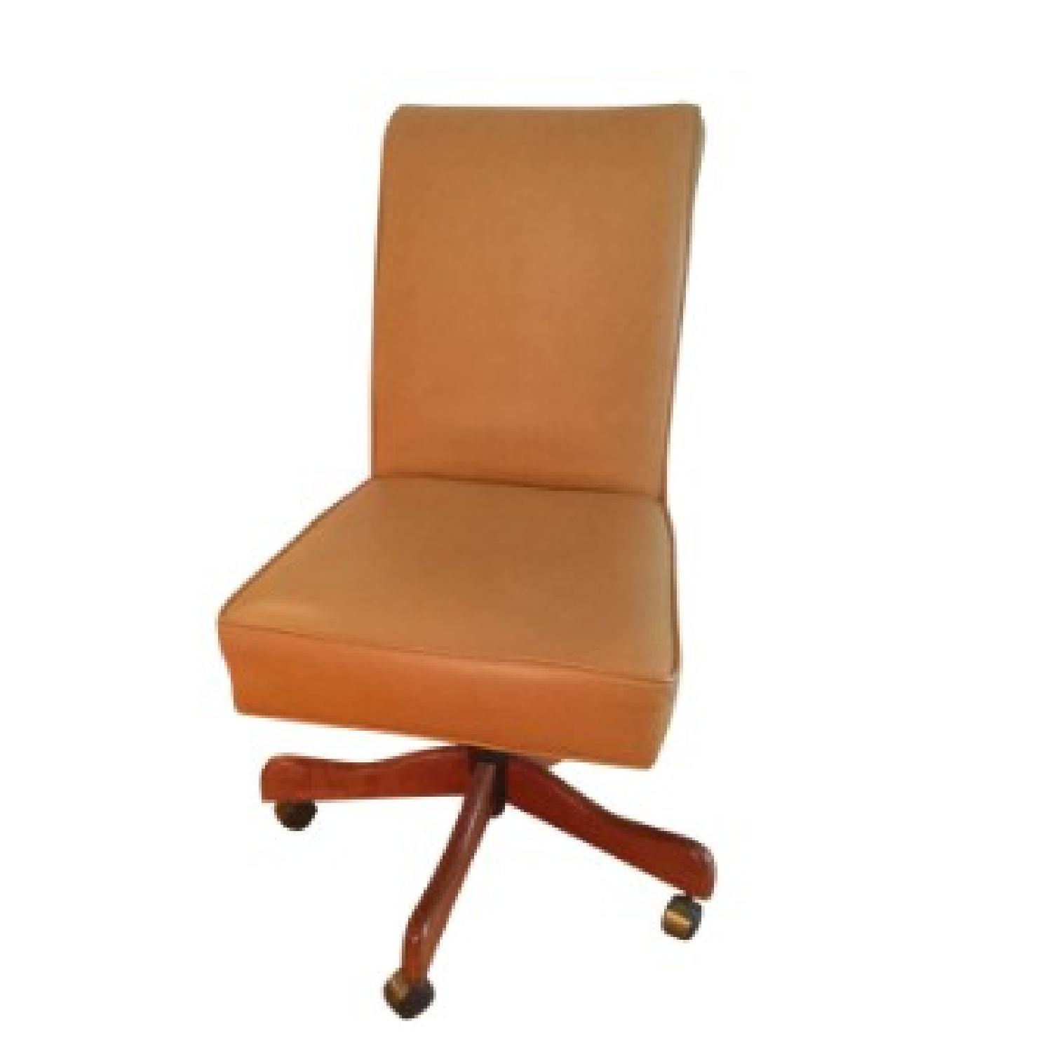 Sam Moore Wheeled Leather Office Chair - AptDeco