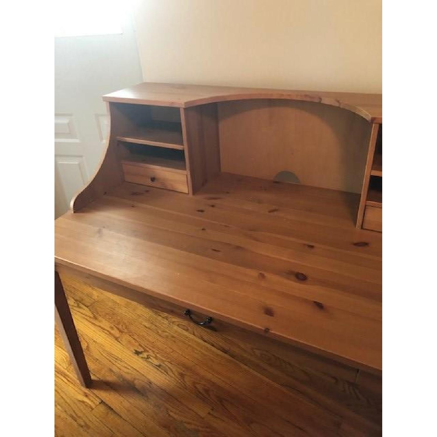 Ikea Leksvik Antique Stained Solid Pine Desk - AptDeco