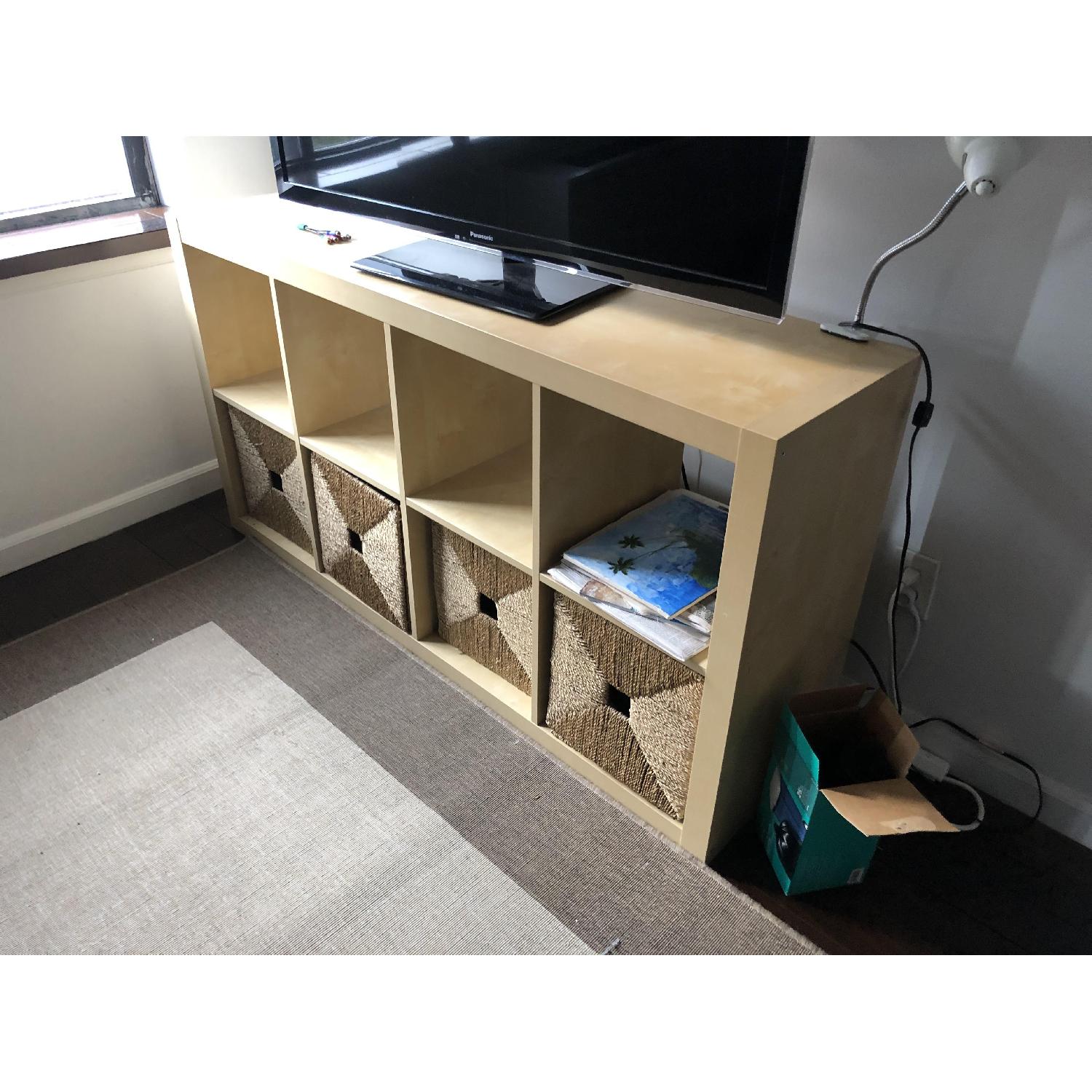 Ikea Expedit Natural Wood Cube Bookshelf - AptDeco