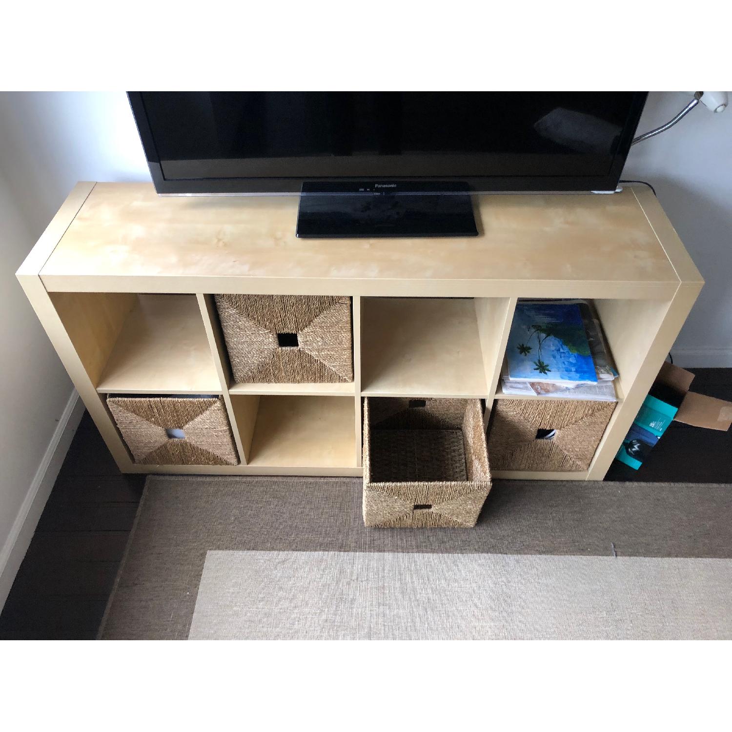 Ikea Expedit Natural Wood Cube Bookshelf - AptDeco