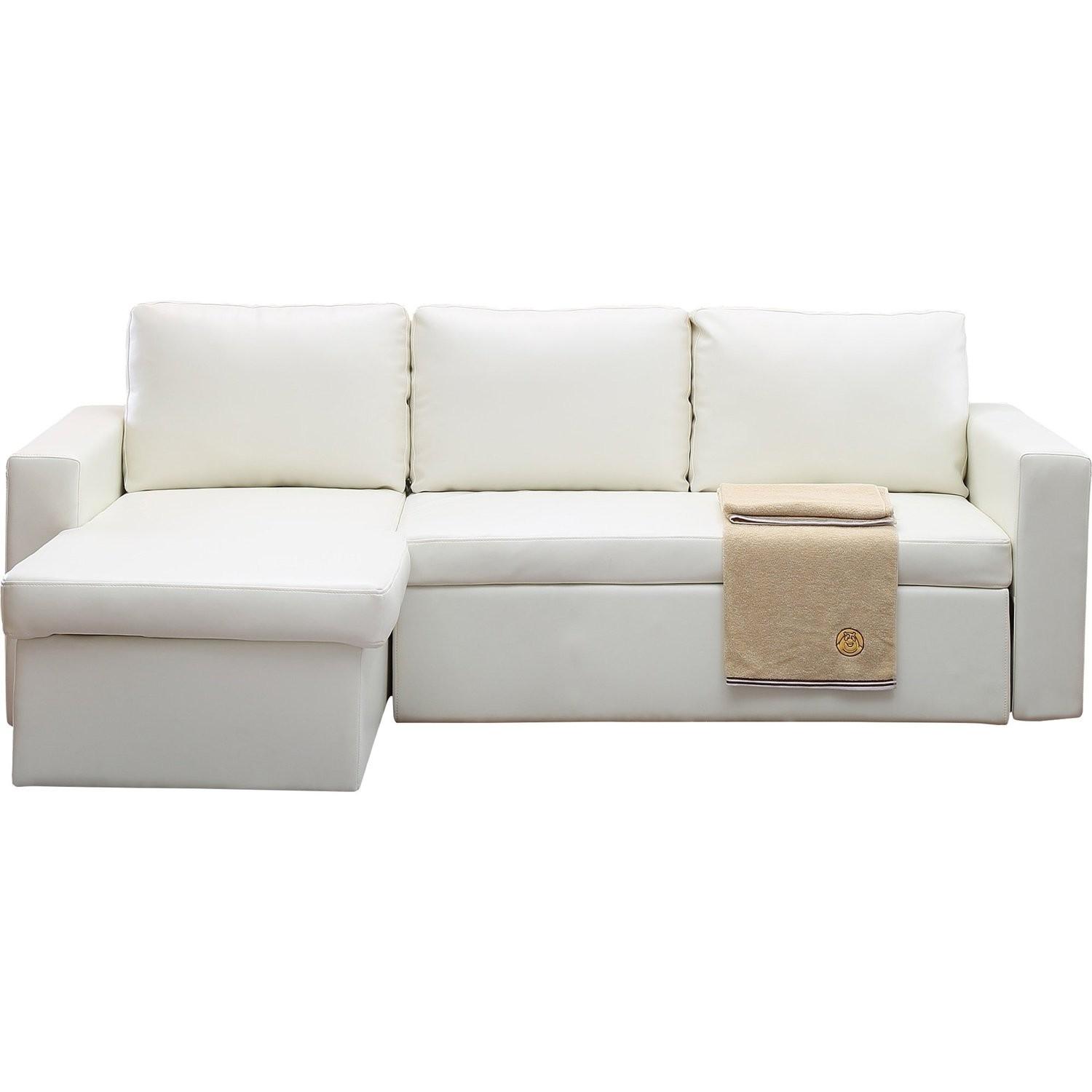 Wade Logan White Nahla Reversible Sleeper Sectional Sofa - AptDeco