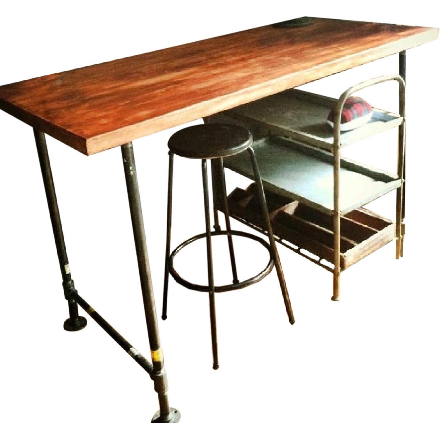 Counter Height Industrial Work Bench/Island - AptDeco