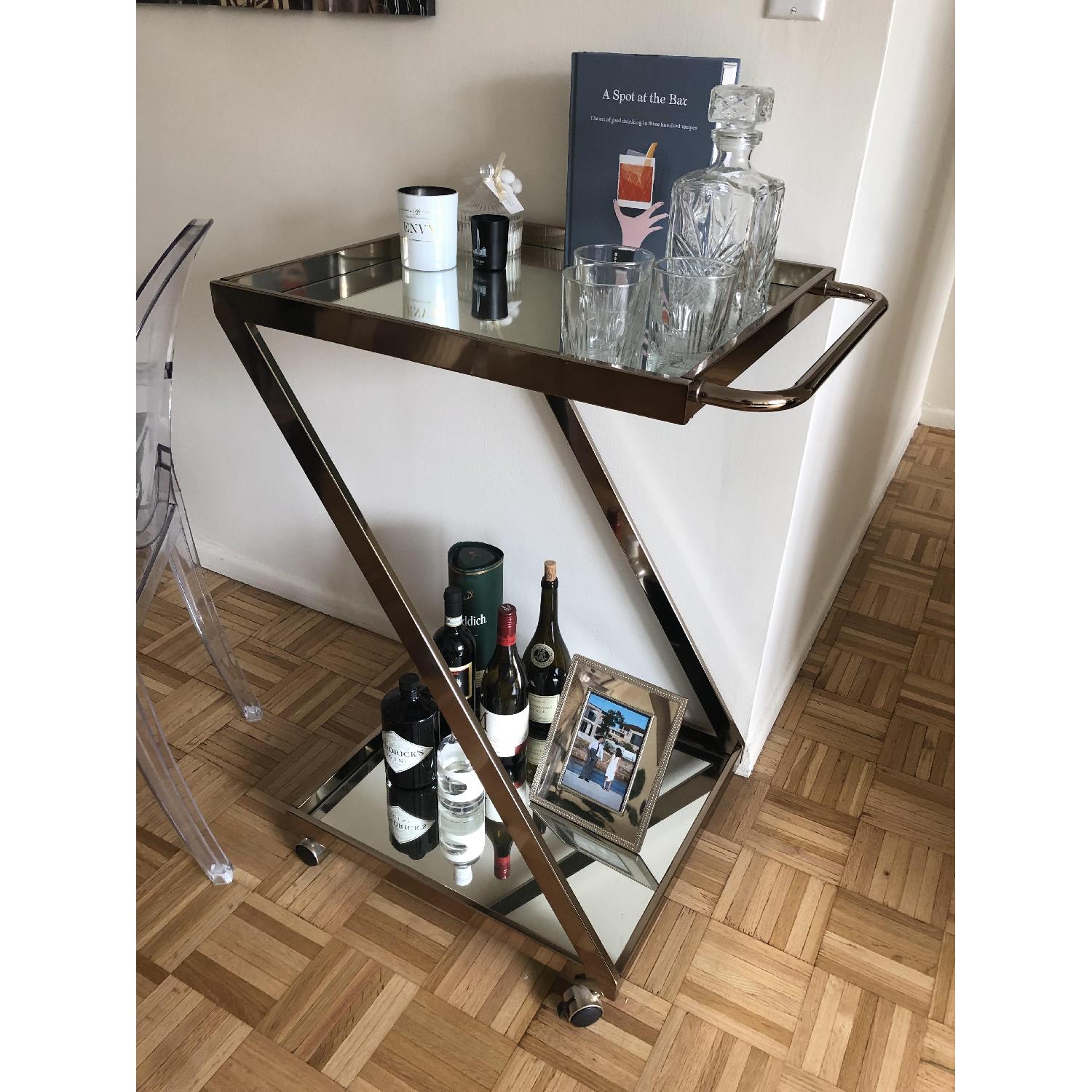 Gold Z Frame Bar Cart - AptDeco
