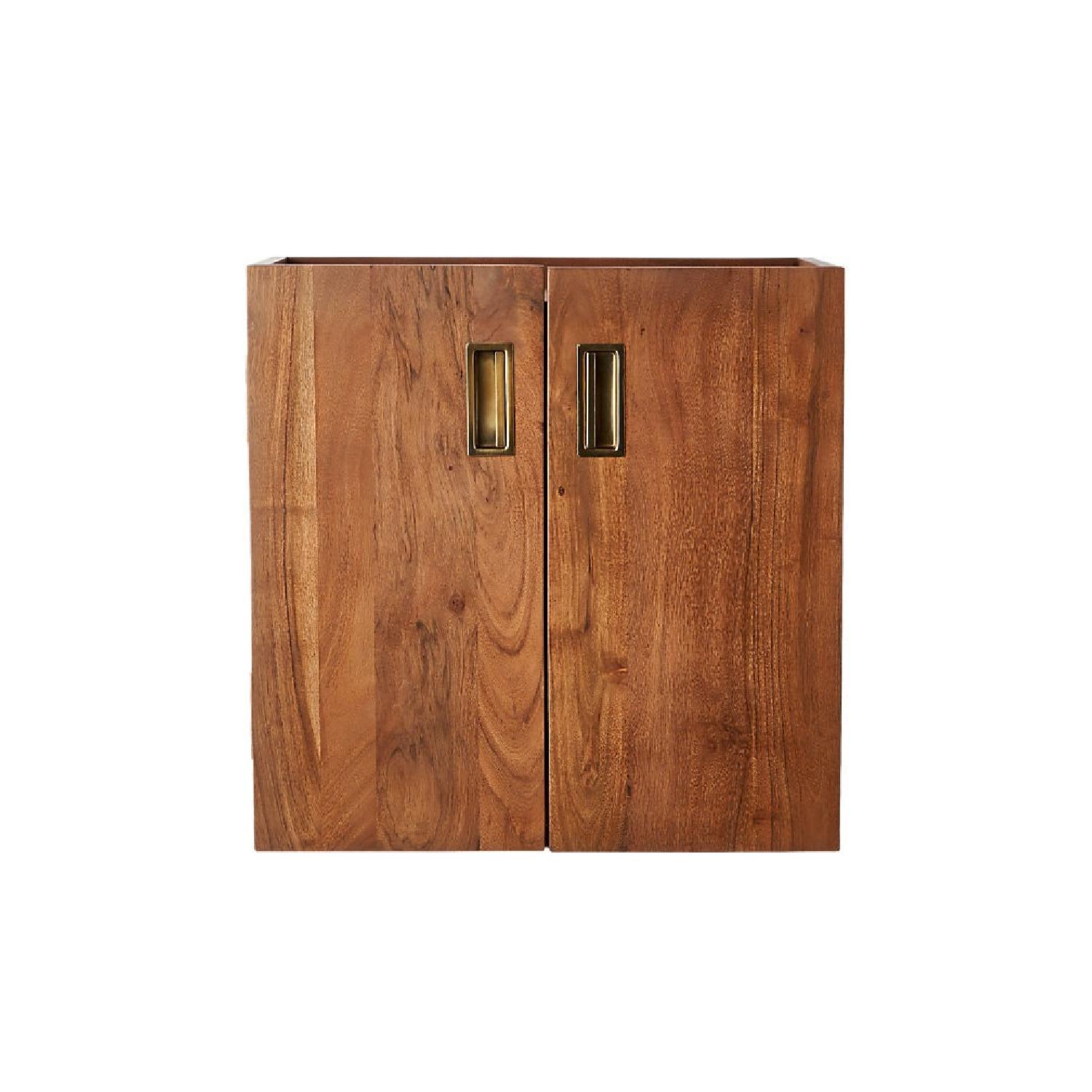 CB2 Solid Acacia Wood Wall Mounted Bar Cabinet