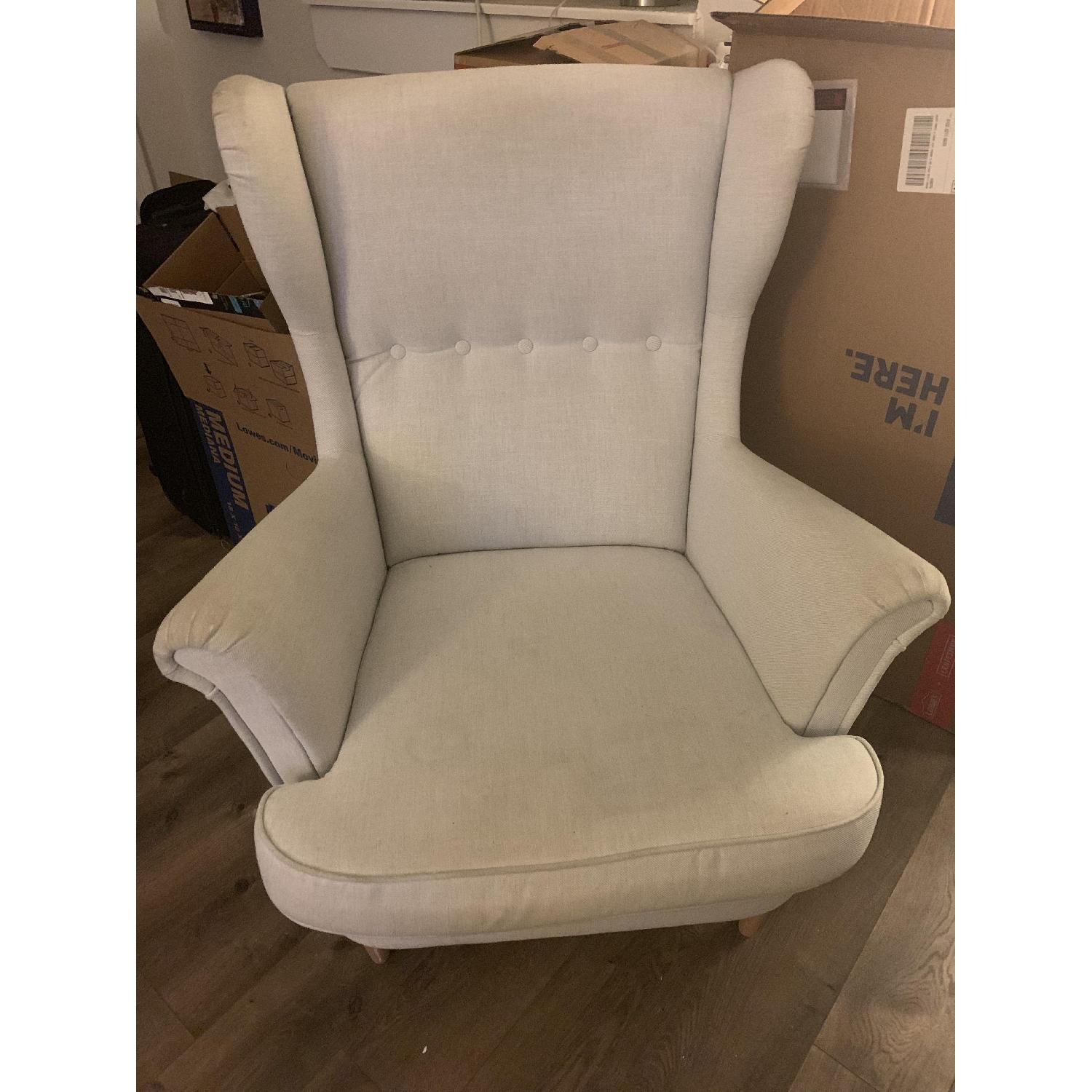 Ikea Strandmon Light Grey Wing Chair - AptDeco