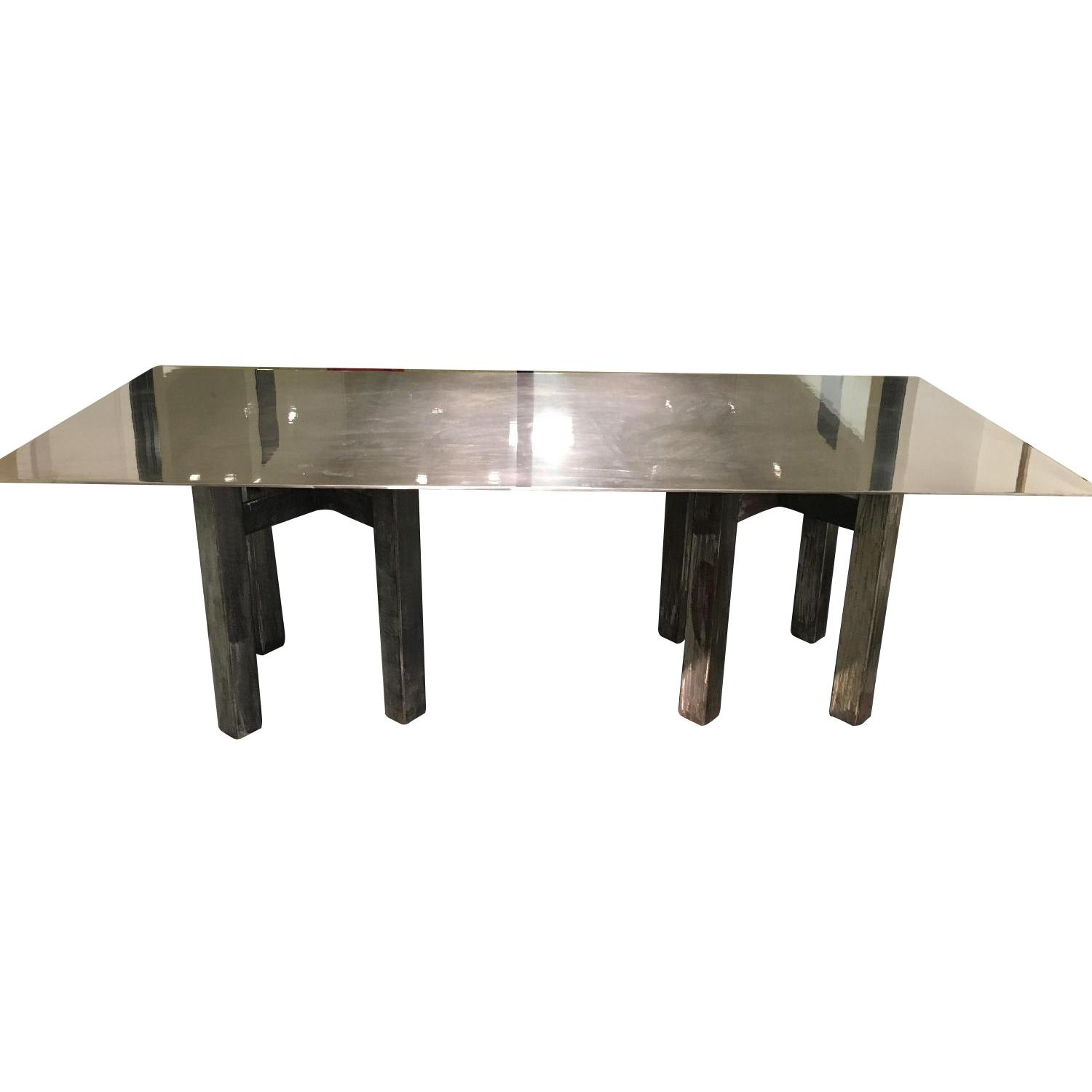 Custom-Built Stainless Steel Dining Table - AptDeco