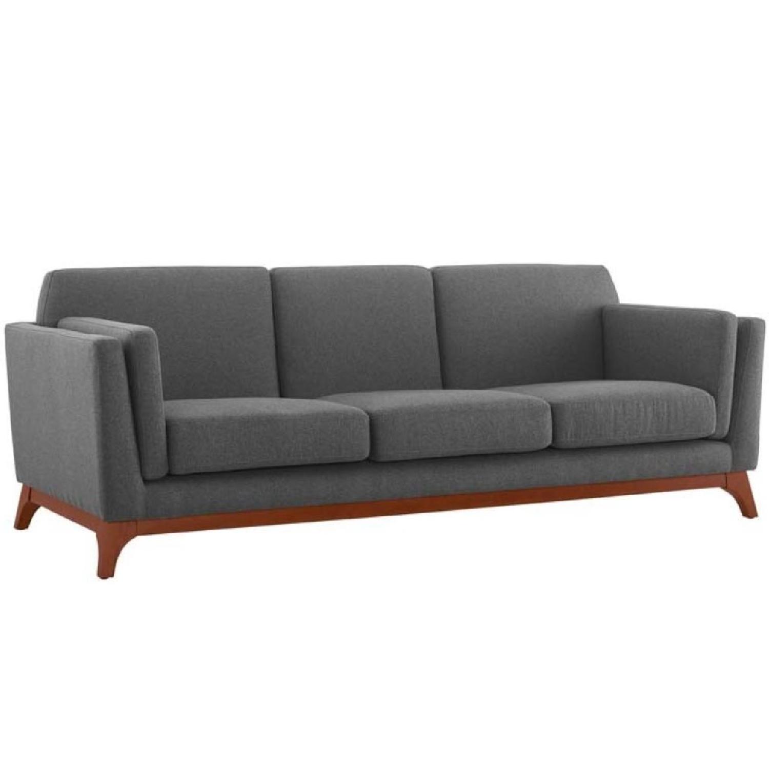 Grey Upholstered Fabric Sofa - AptDeco