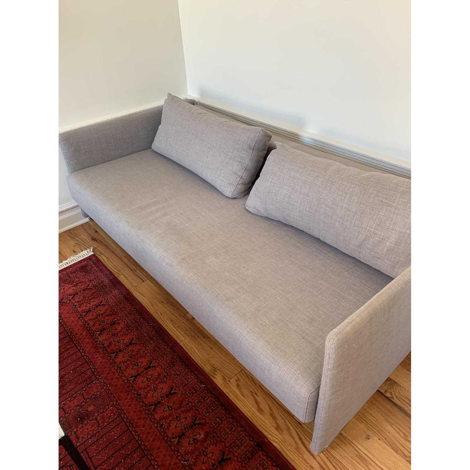 CB2 Tandom Microgrid Grey Sleeper Sofa - AptDeco