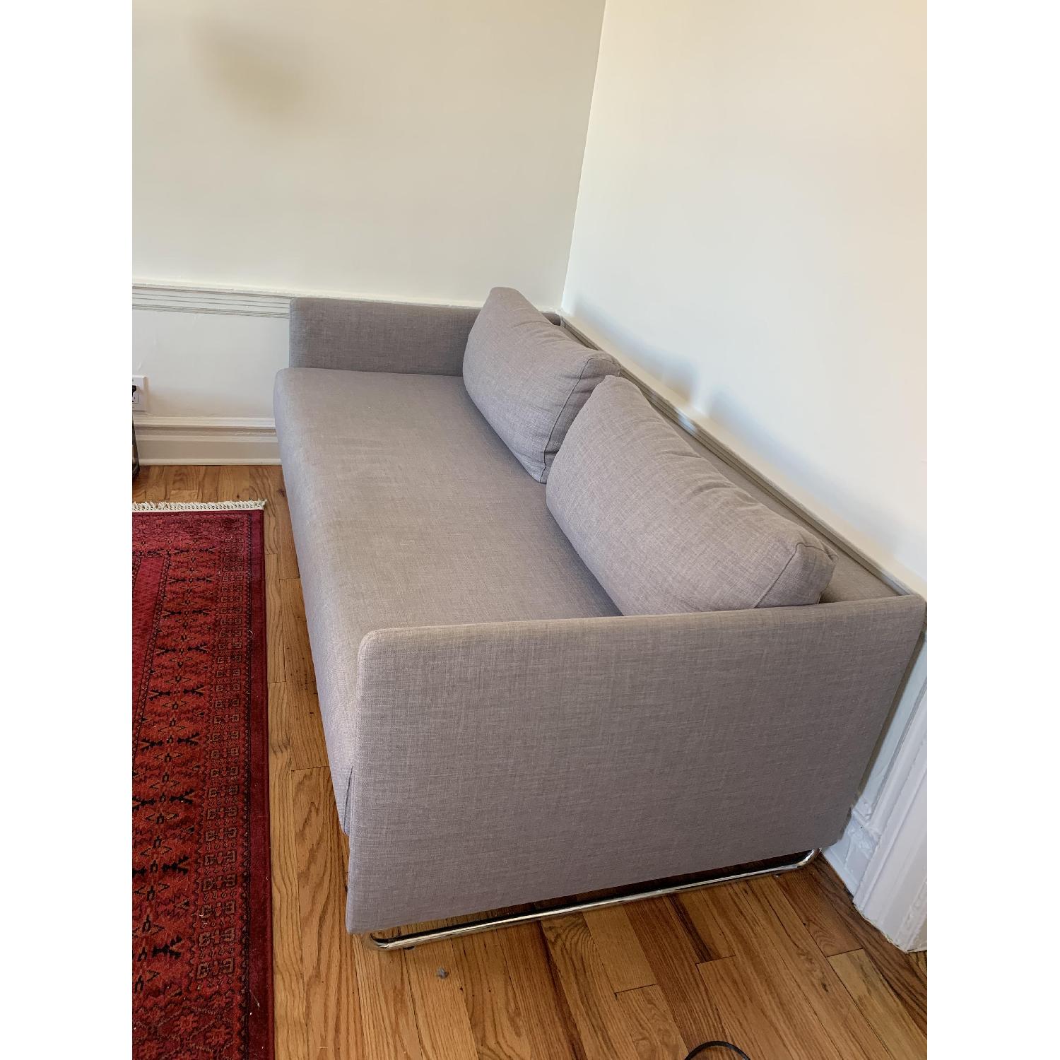 CB2 Tandom Microgrid Grey Sleeper Sofa - AptDeco