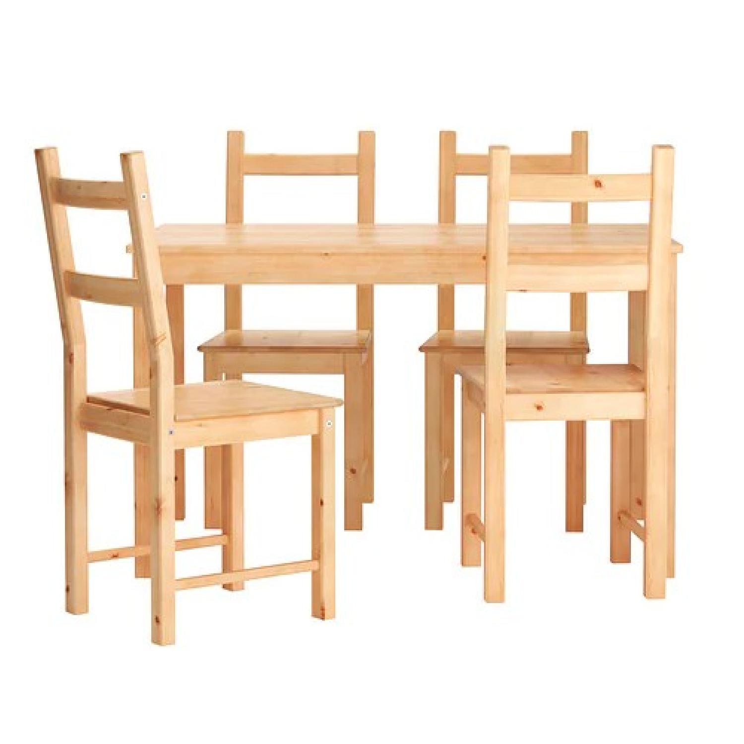 Ikea Ingo Natural Pinewood Dining Table w/ 4 Chairs - AptDeco
