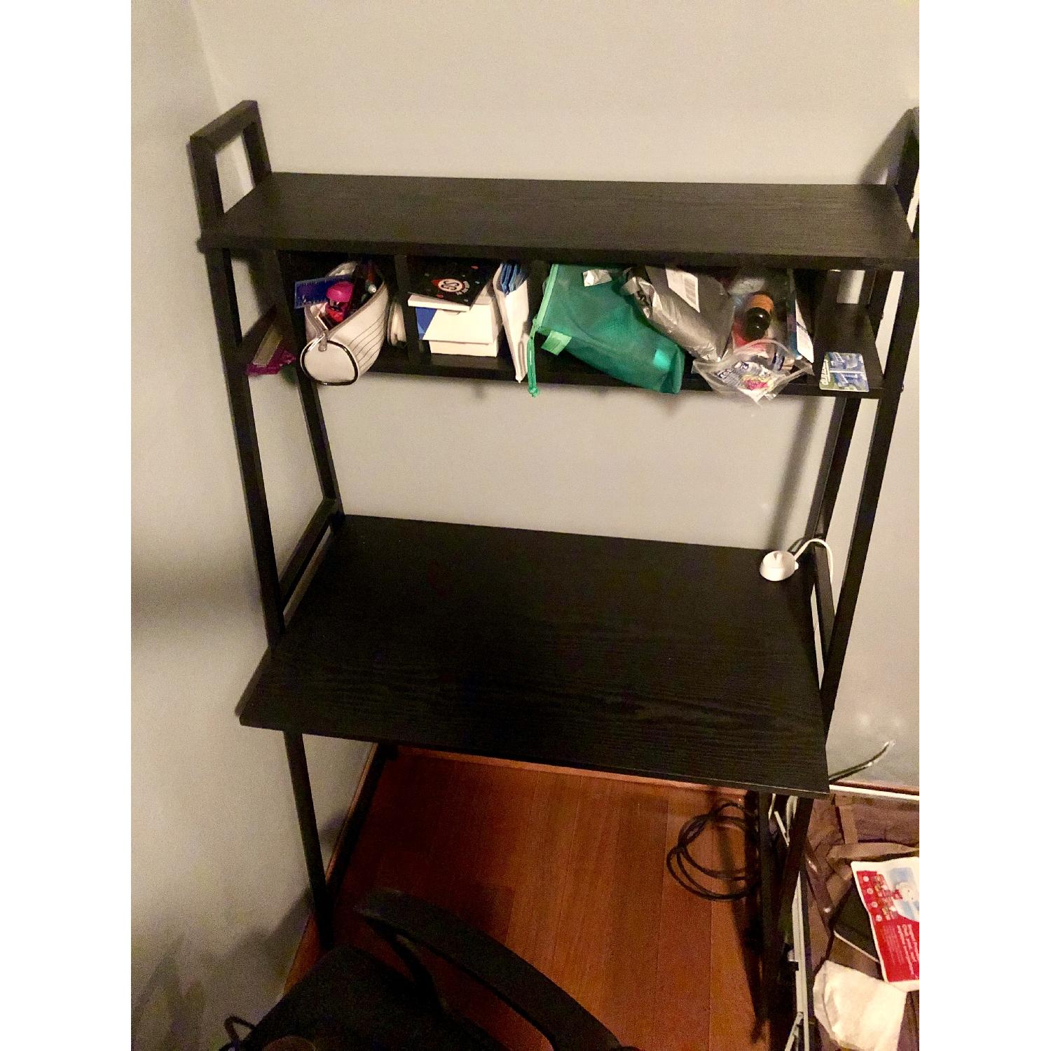 Black Study Desk w/ Storage Shelf - AptDeco