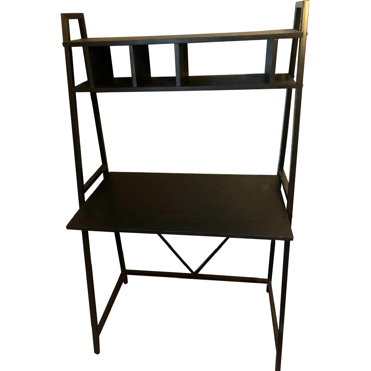 Black Study Desk w/ Storage Shelf - AptDeco