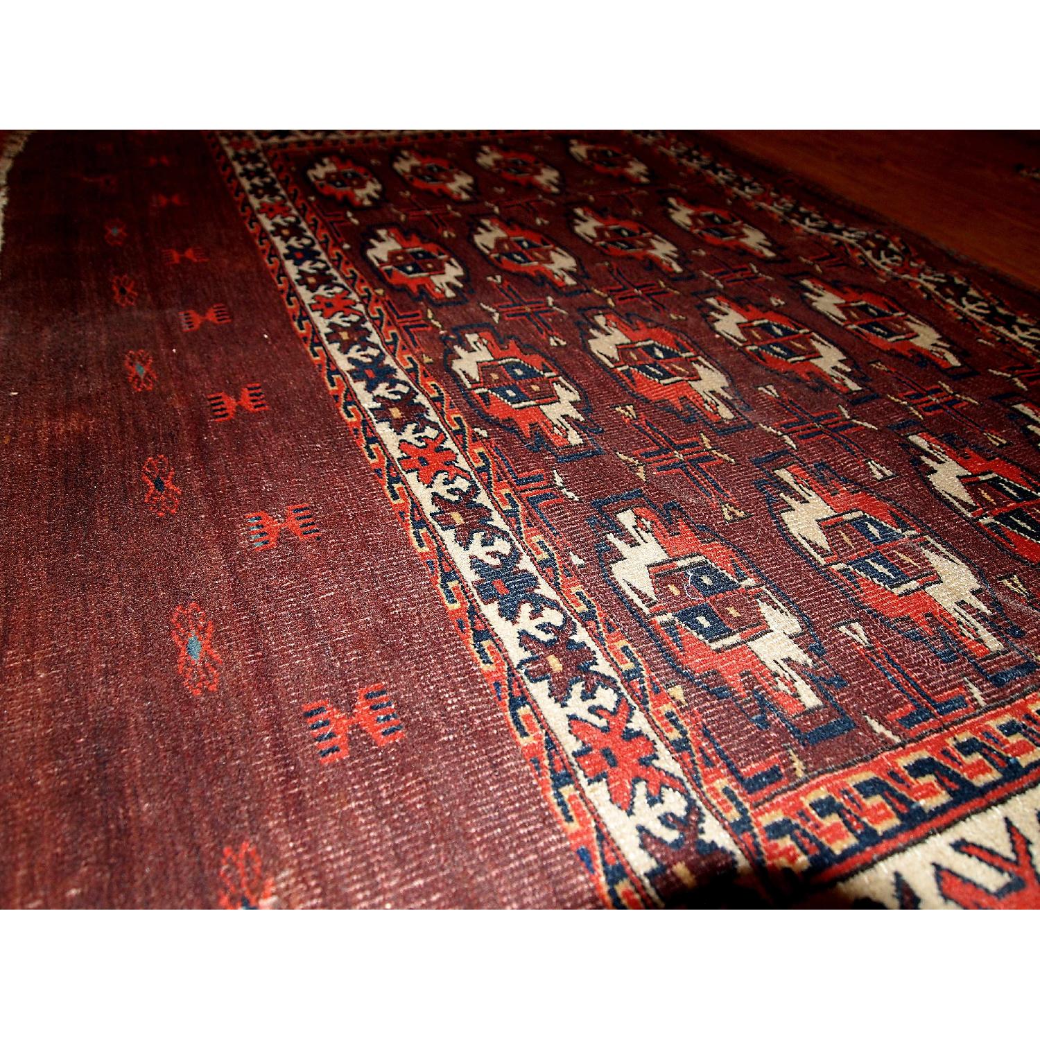 Antique Handmade Collectible Turkmen Tekke Rug - AptDeco