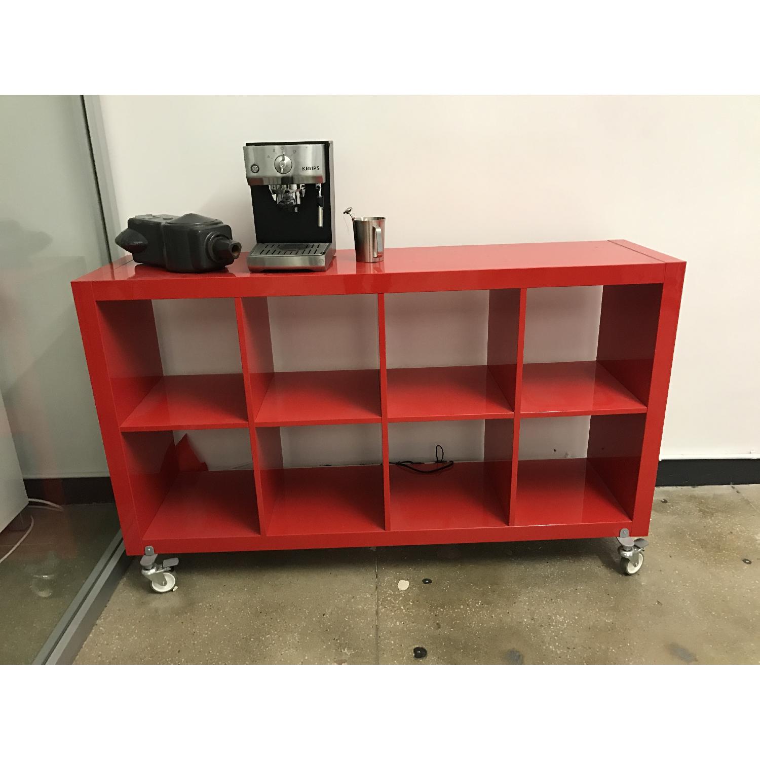 Ikea High Gloss Red Cubed Shelving Unit - AptDeco