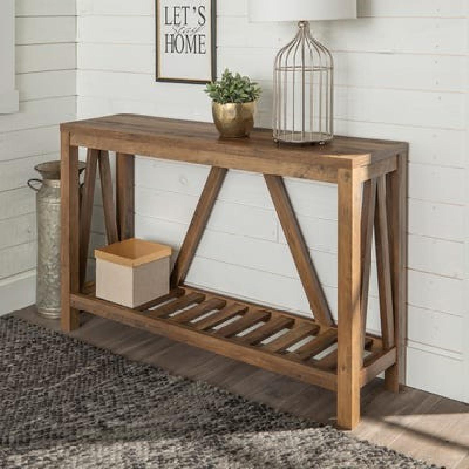 Pier 1 A Frame Rustic Oak Console Table - AptDeco
