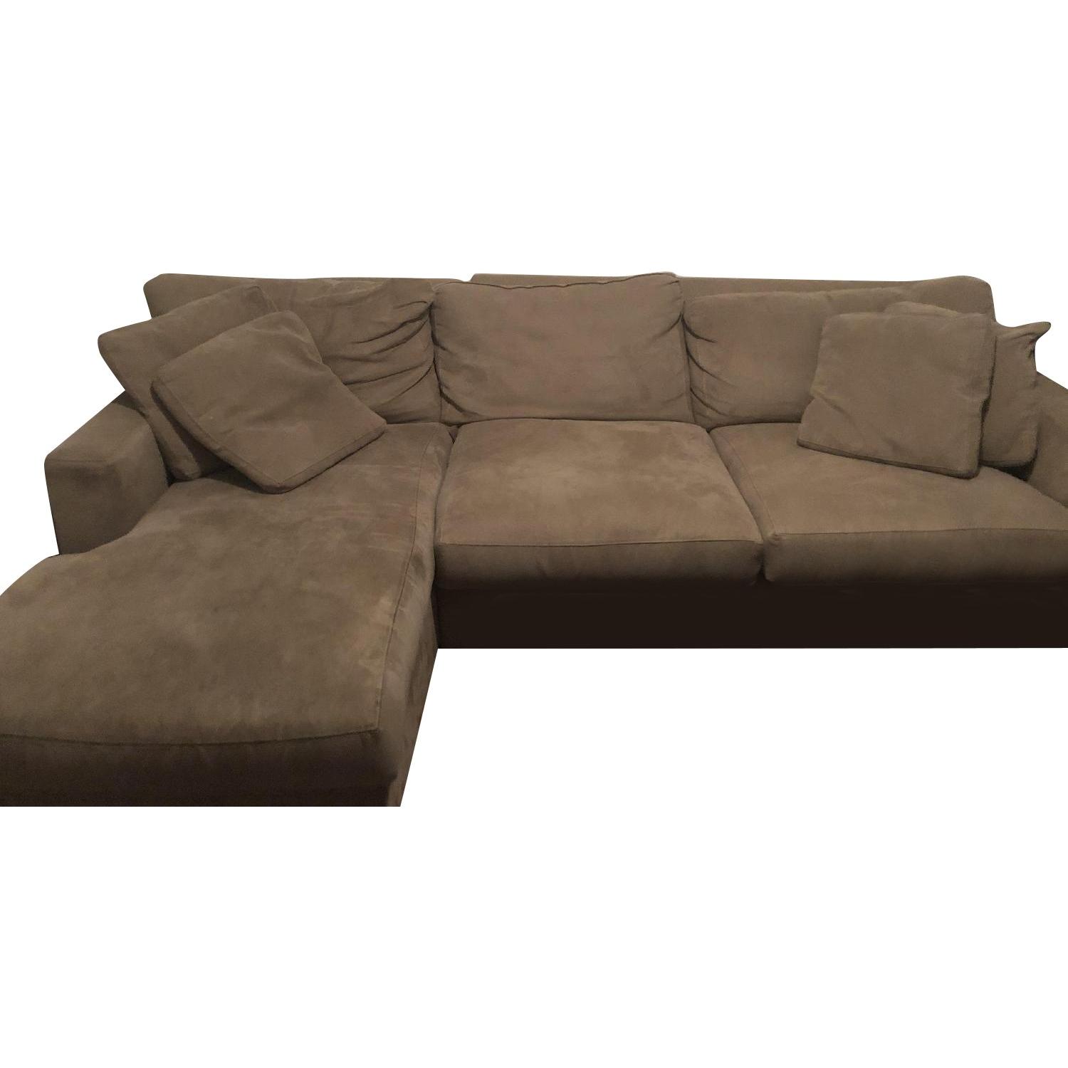 Natural Beige Suede 2 Piece Sectional Sofa - AptDeco