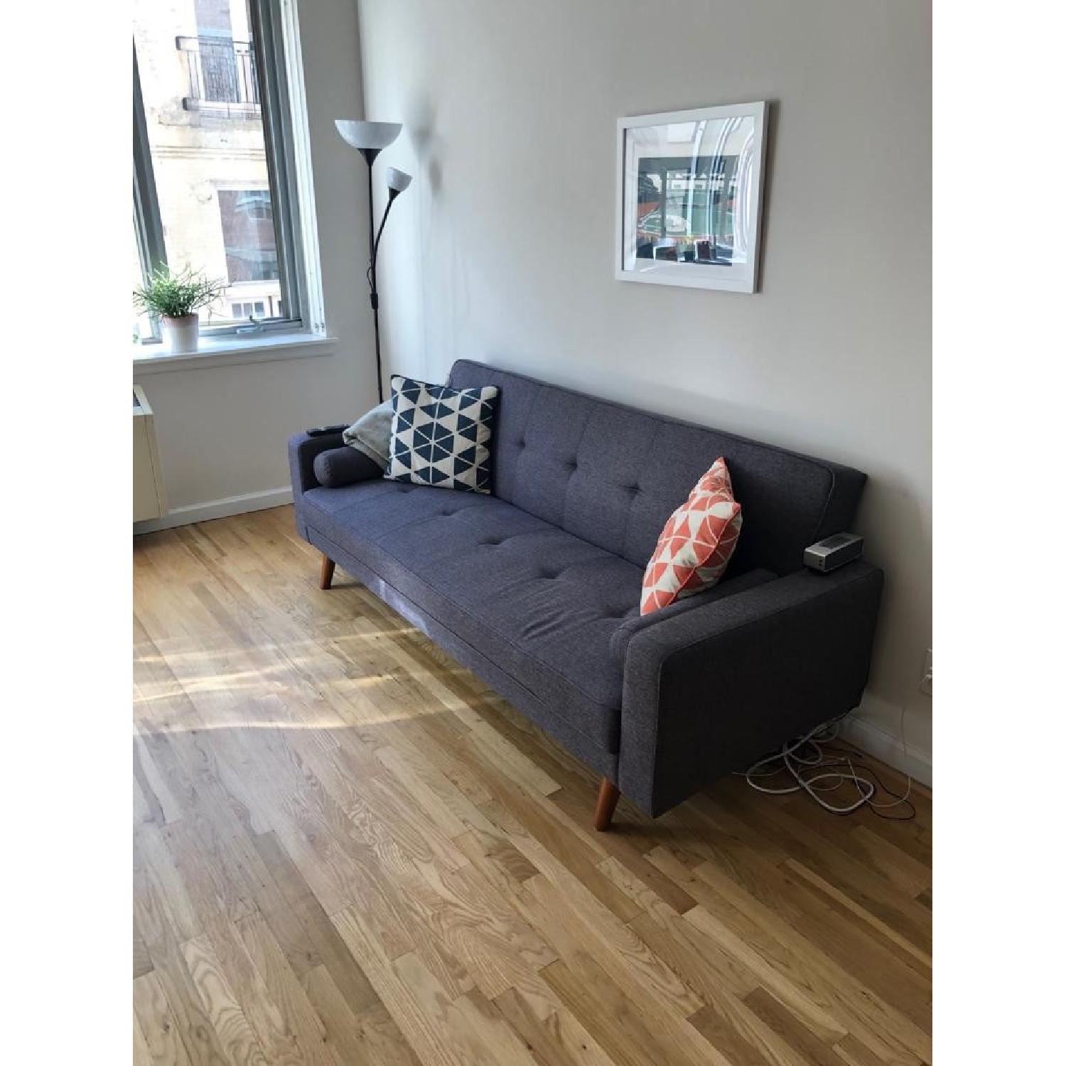 Langley Street Mid Century Sleeper Sofa in Dark Grey - AptDeco