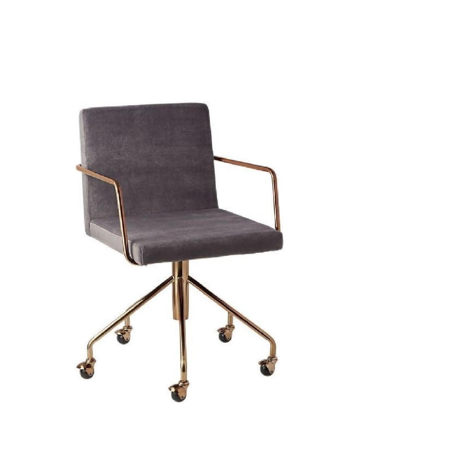 CB2 Rouka Grey Velvet Dining Chair - AptDeco