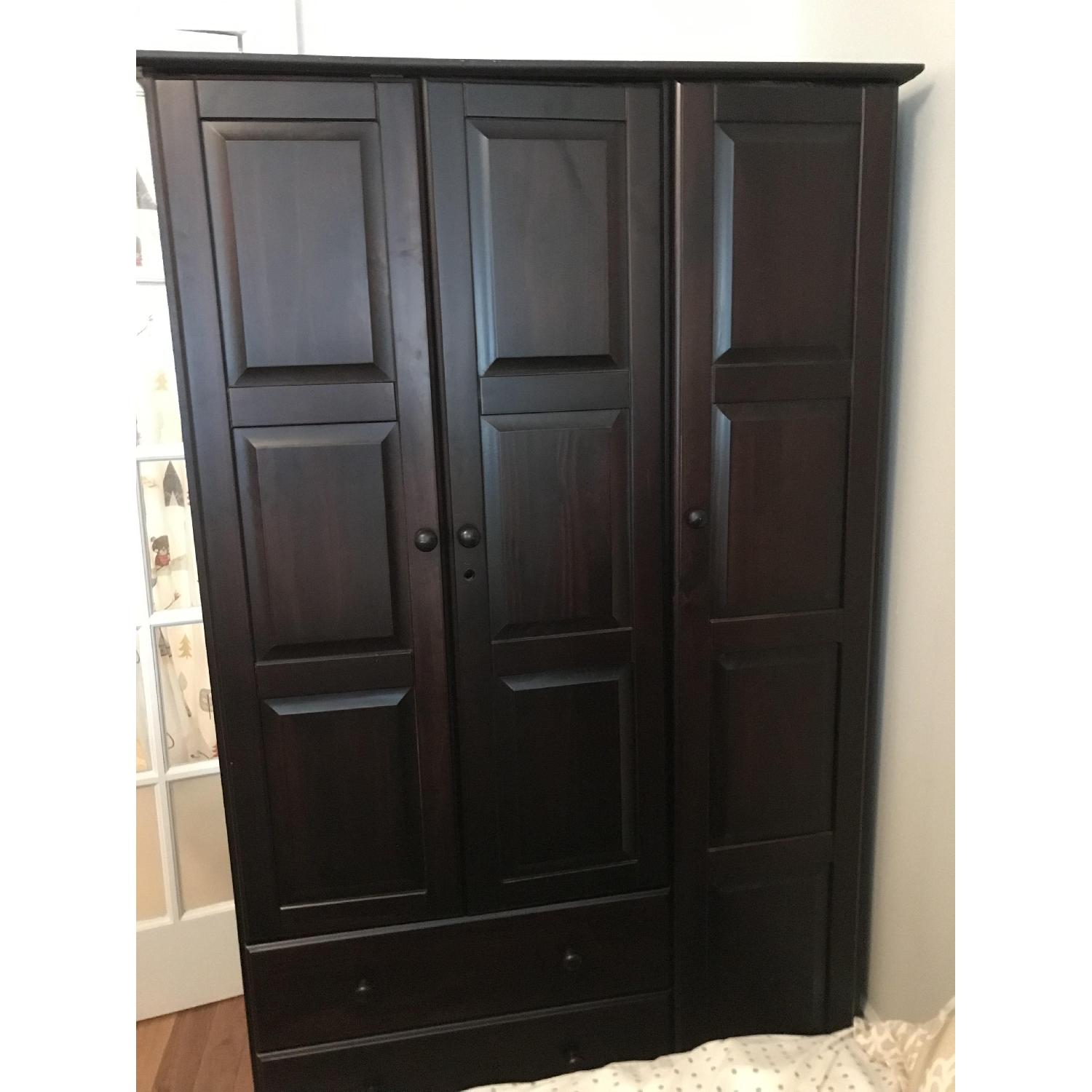 Solid Wood Java 3-Door Grand Armoire w/ Lock - AptDeco
